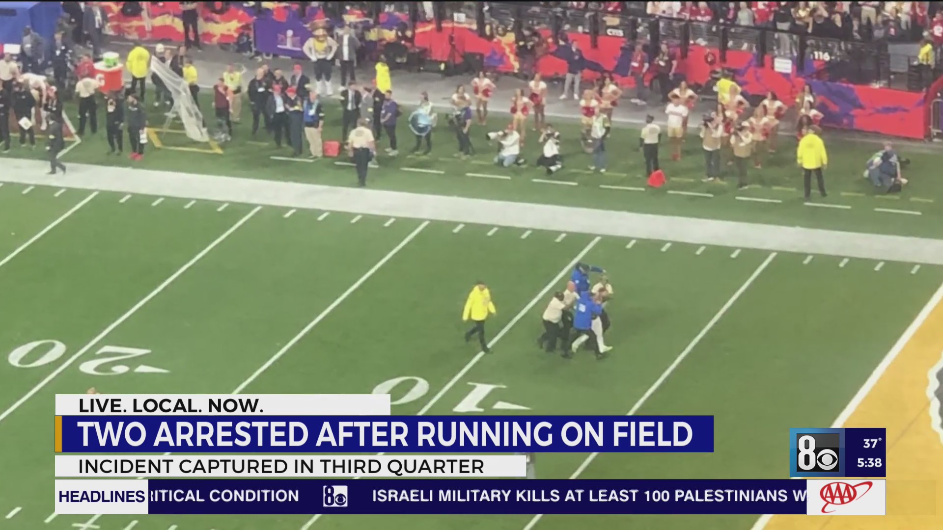 2 arrested after running onto Super Bowl field after game – KLAS