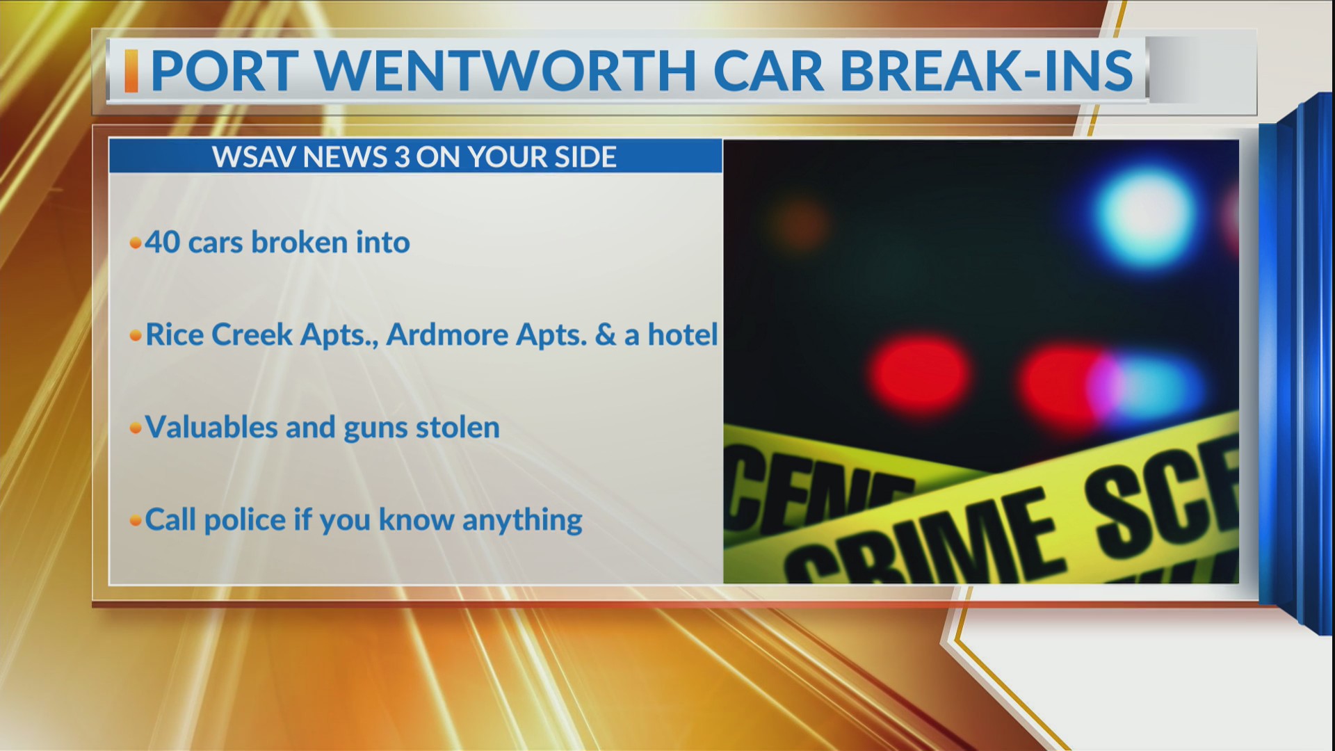 Police: 40 cars broken into over the weekend in Port Wentworth – WSAV-TV
