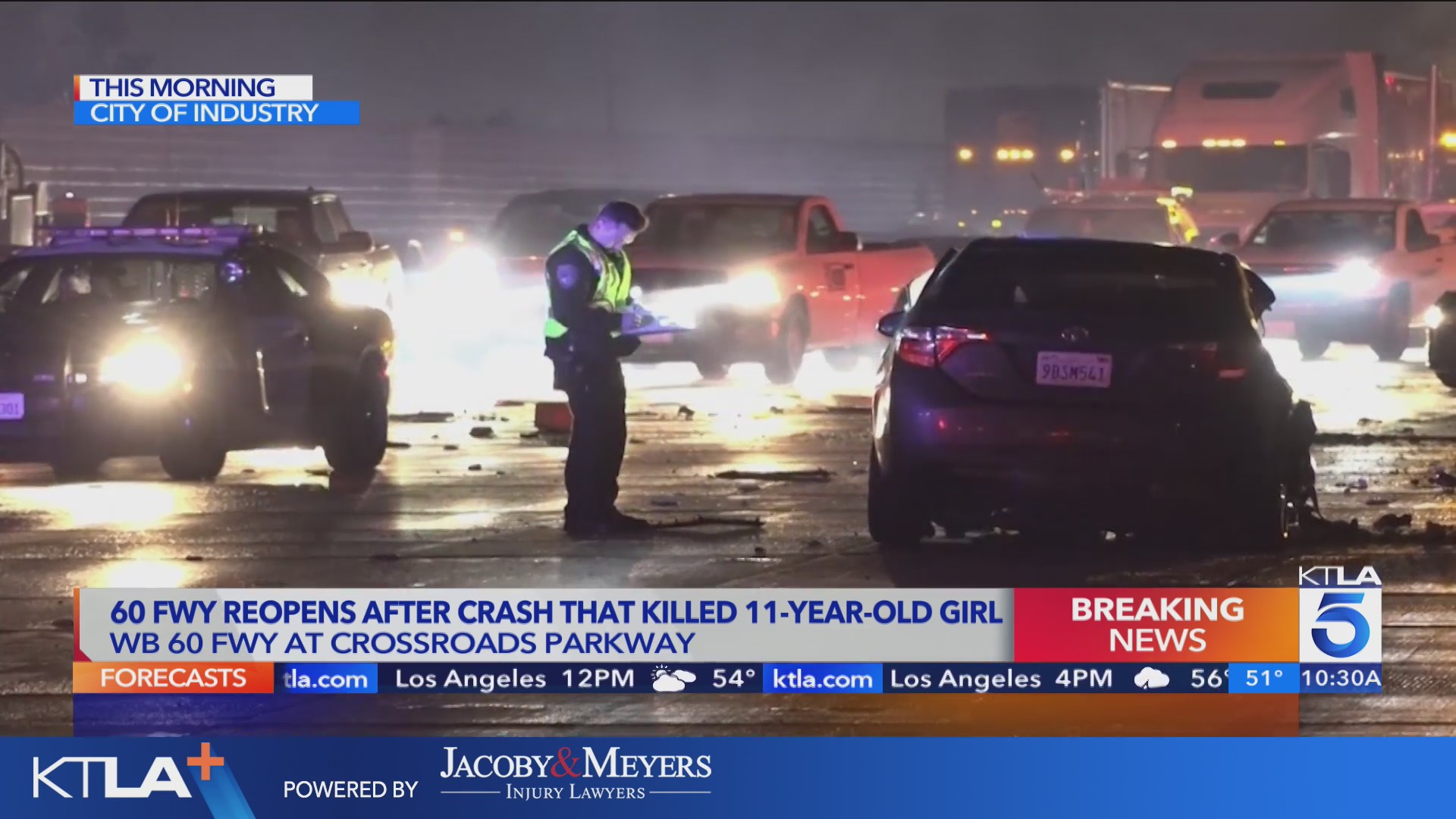 Wrong-way hit-and-run crash kills child on 60 Freeway in Industry – KTLA