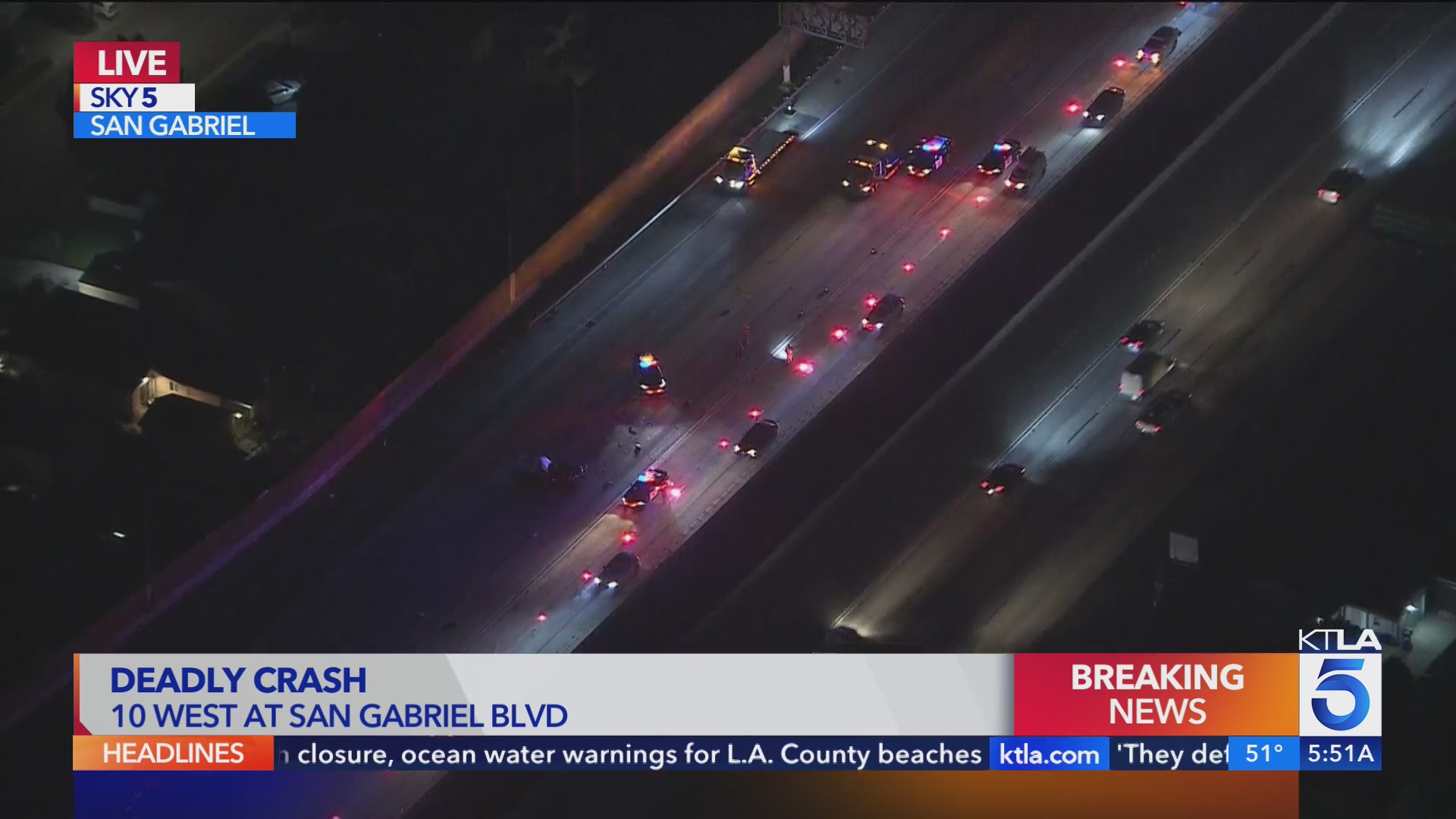 Deadly crash closes WB 10 Freeway in San Gabriel – KTLA
