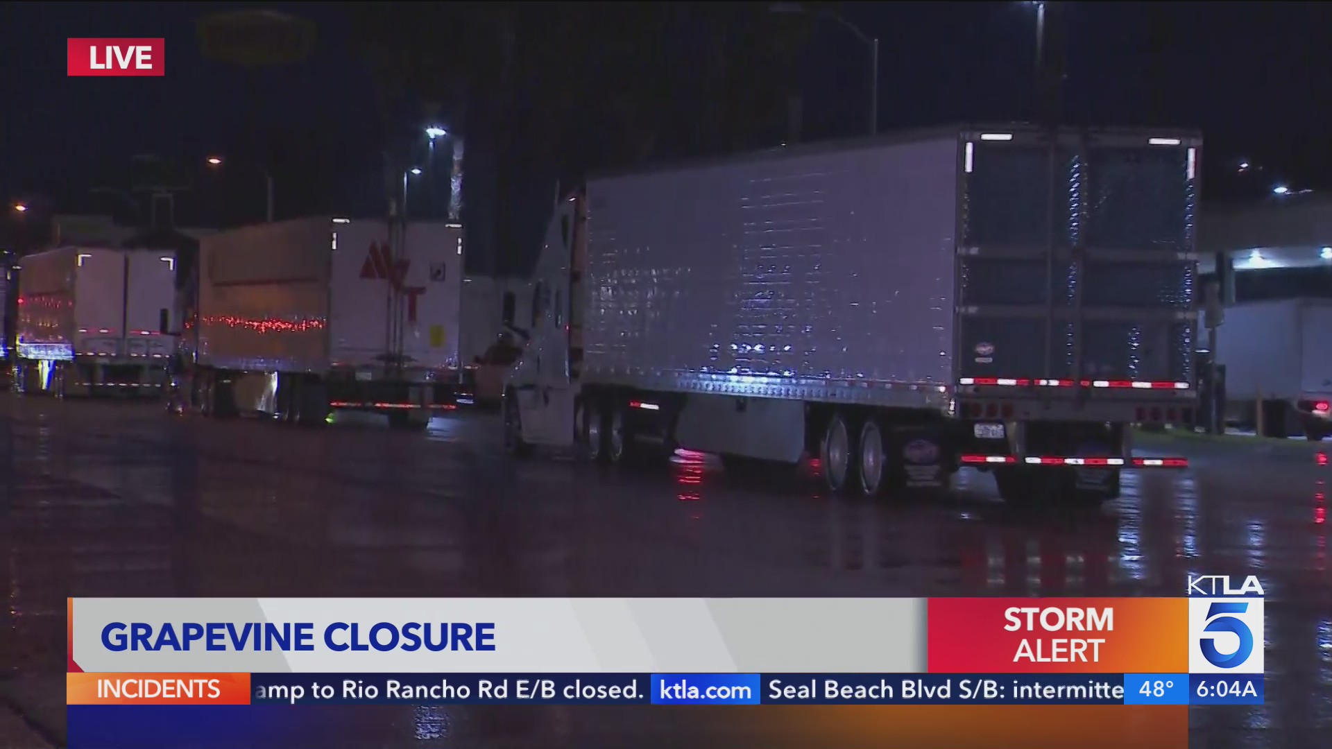 Snow, ice shuts down Grapevine – KTLA