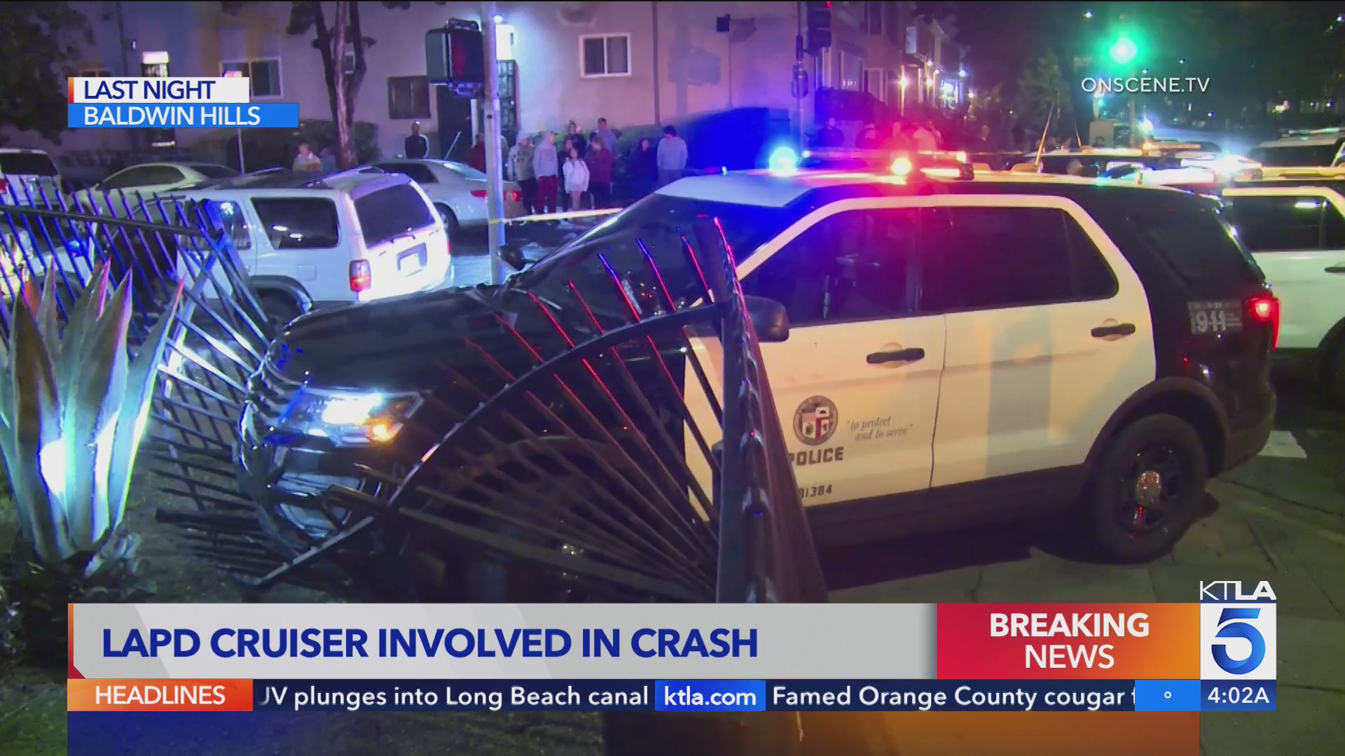 LAPD cruiser crashes into metal gate in Baldwin Hills neighborhood – KTLA