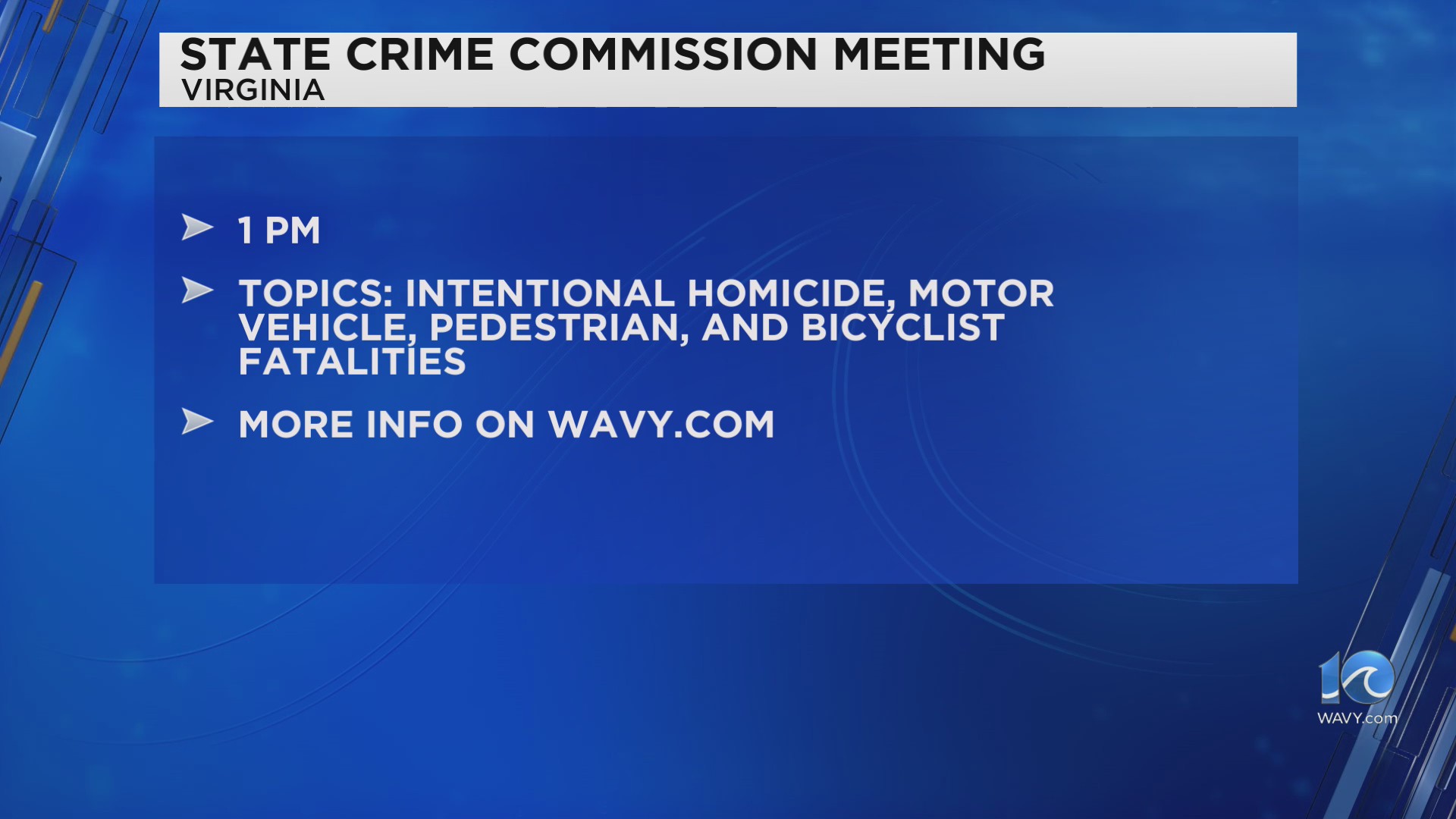 Virginia State Crime Commission meeting to discuss intentional ...