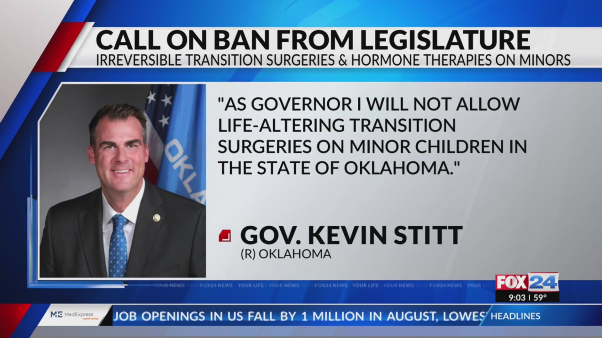 Gov. Kevin Stitt calls on ban of irreversible transition surgeries and ...