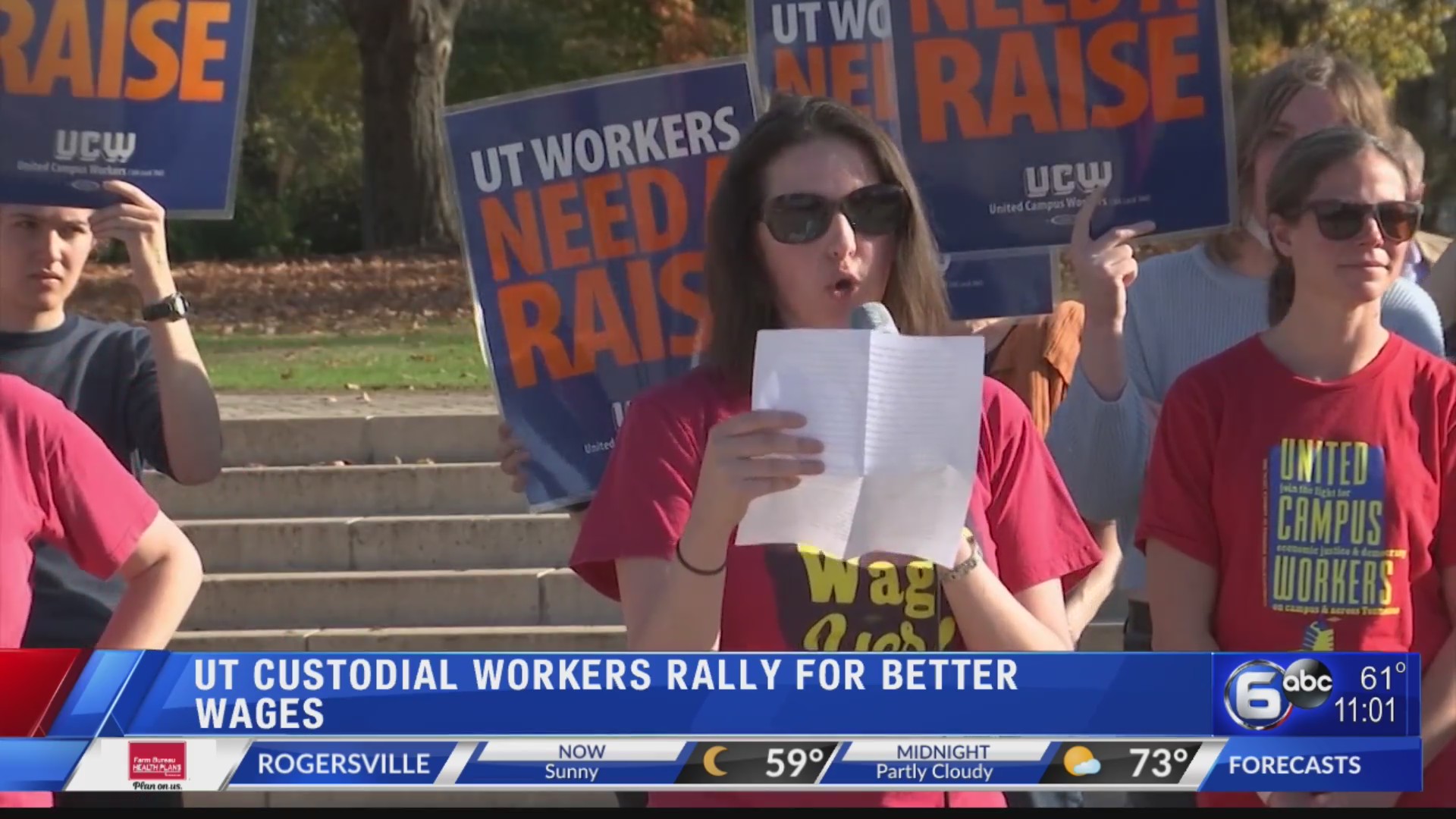 University of Tennessee custodial workers rally for better wages – WATE ...