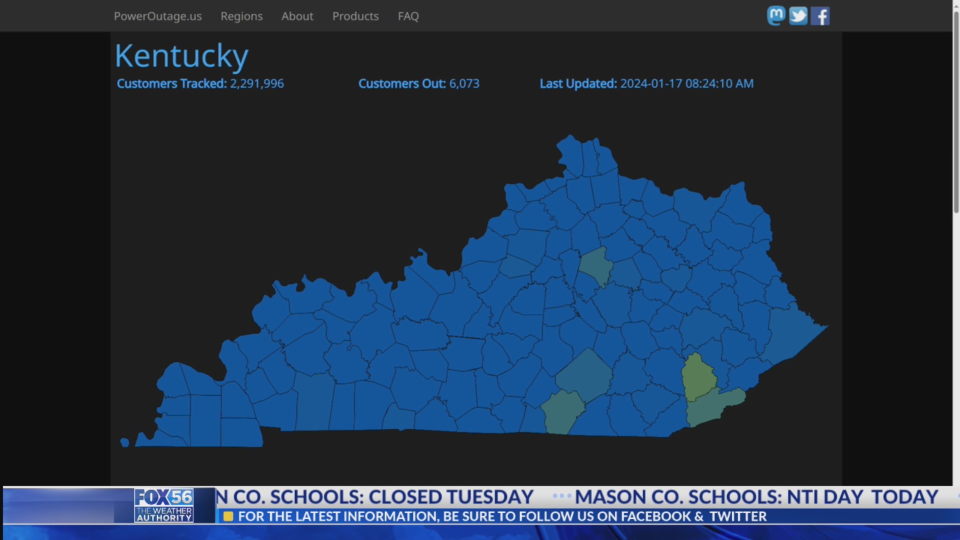 Kentucky counties see power outages on Wednesday – FOX 56 News