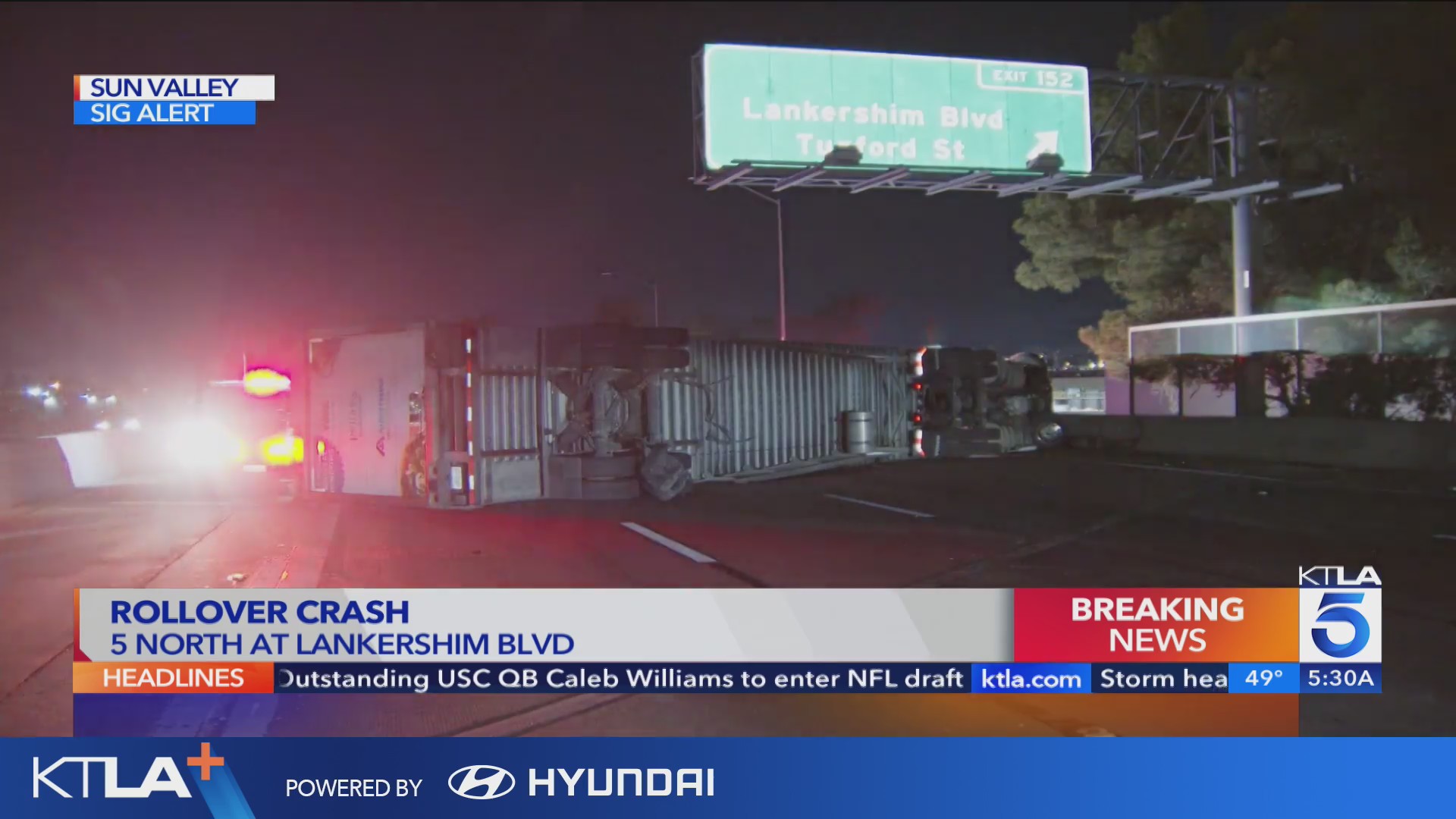 Downed big rig blocks NB 5 Freeway through Sun Valley – KTLA