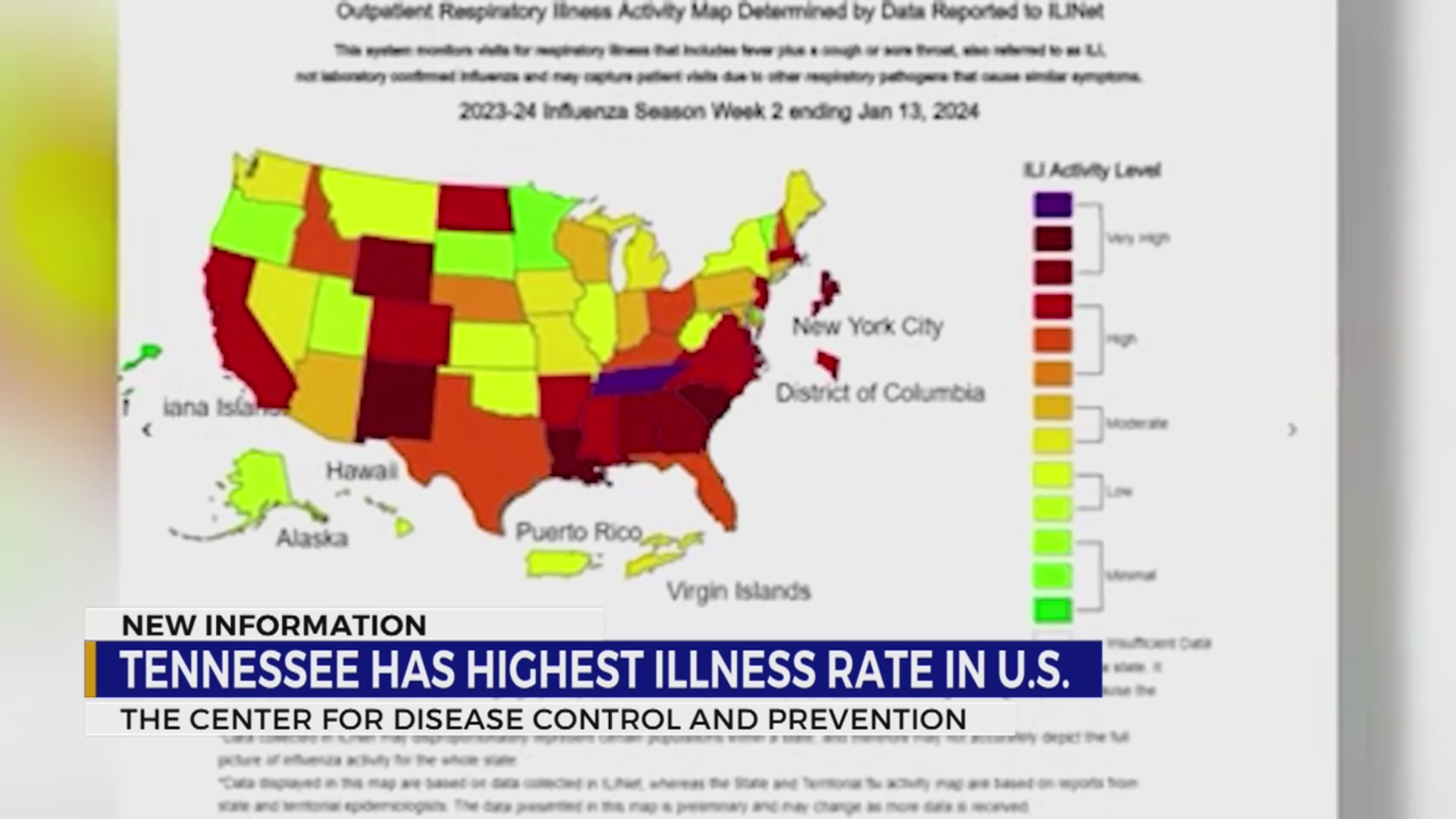 CDC map shows TN has the highest illness level in US – WKRN News 2
