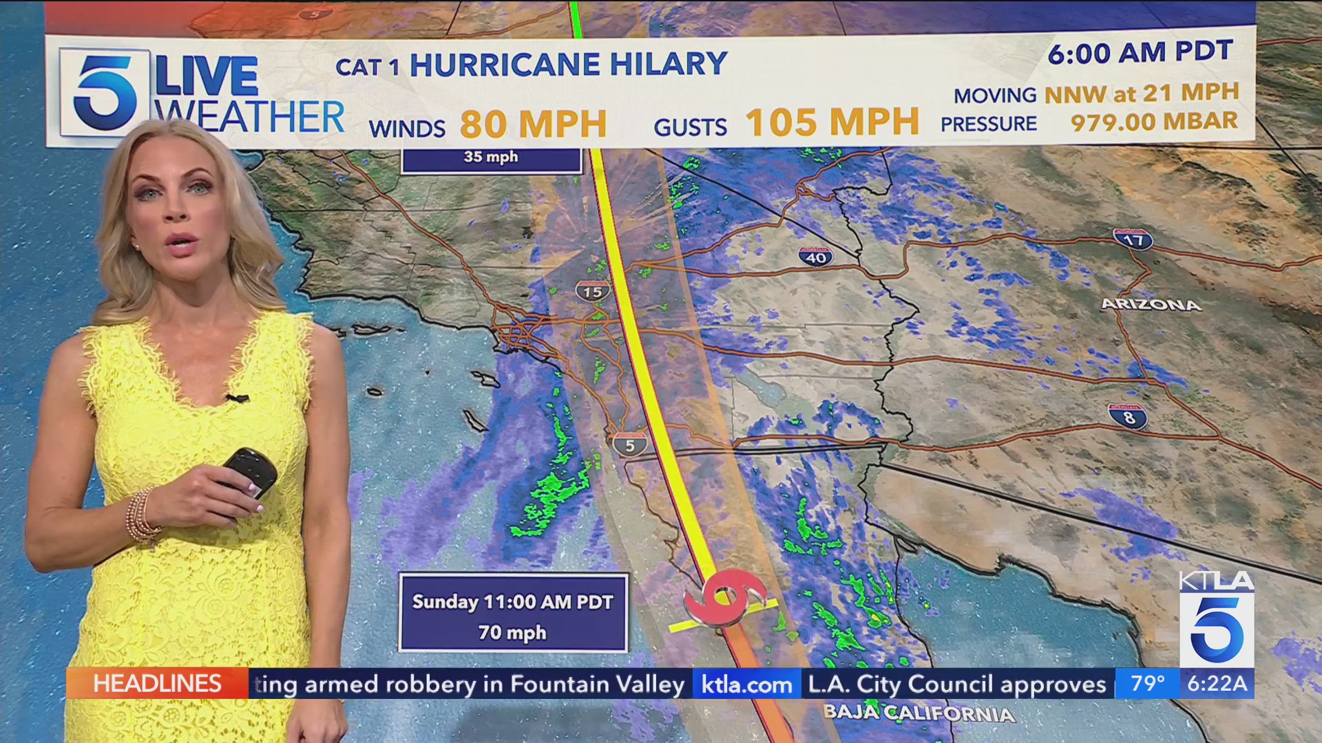 Hurricane Hilary Forecast – Sunday 6 a.m. – KTLA