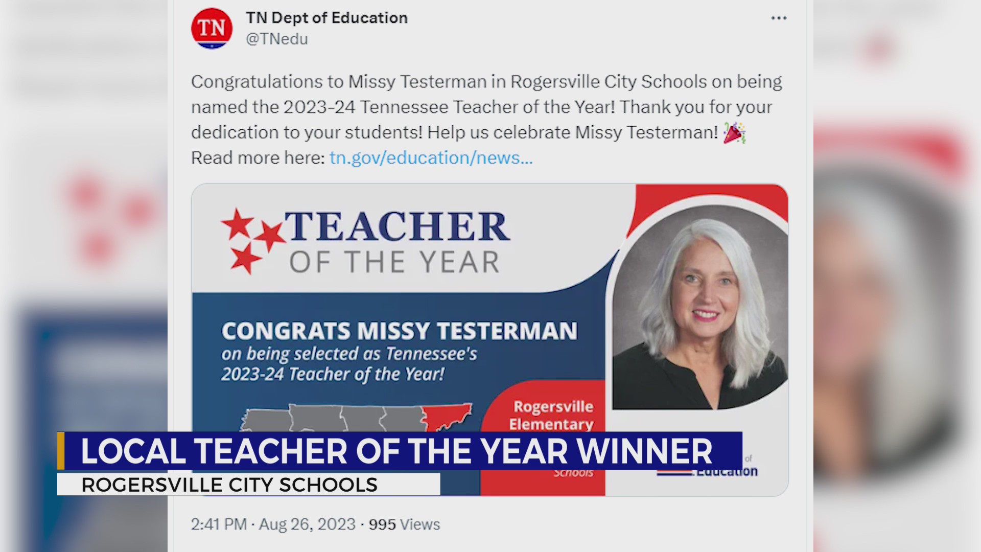 Rogersville educator Missy Testerman named TN Teacher of the Year ...