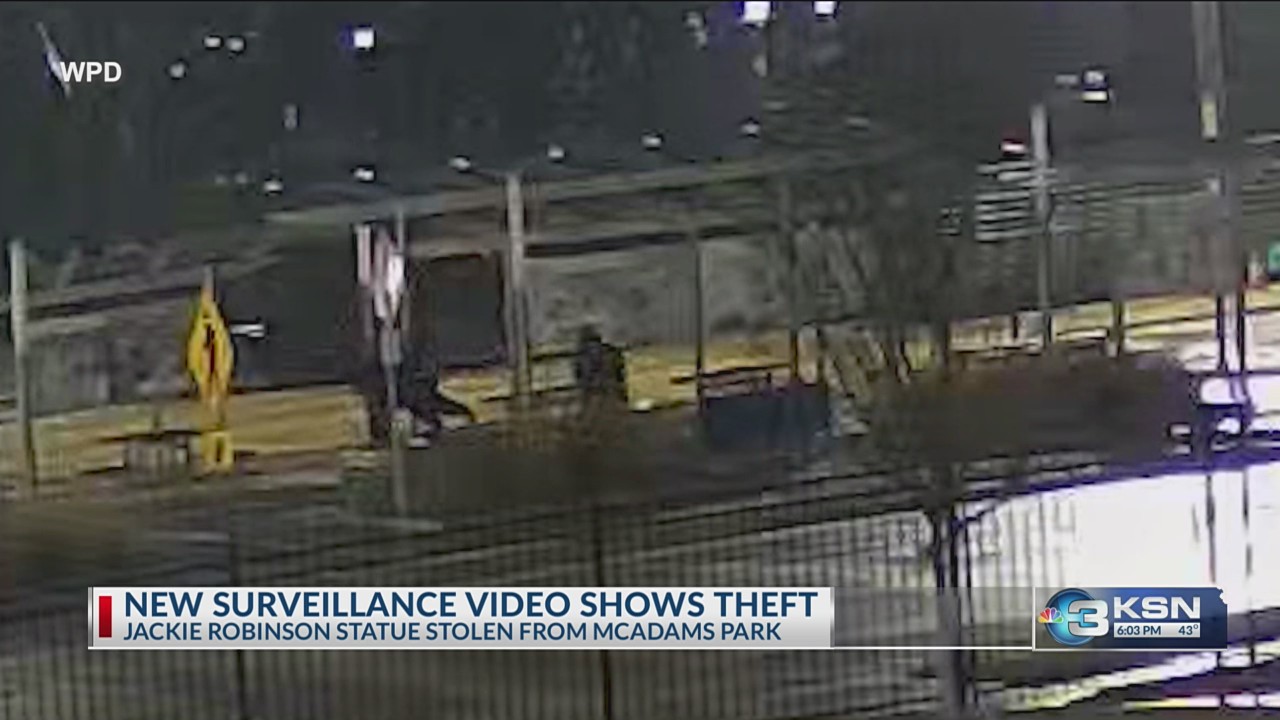 New surveillance video shows theft of Jackie Robinson statue – KSN-TV