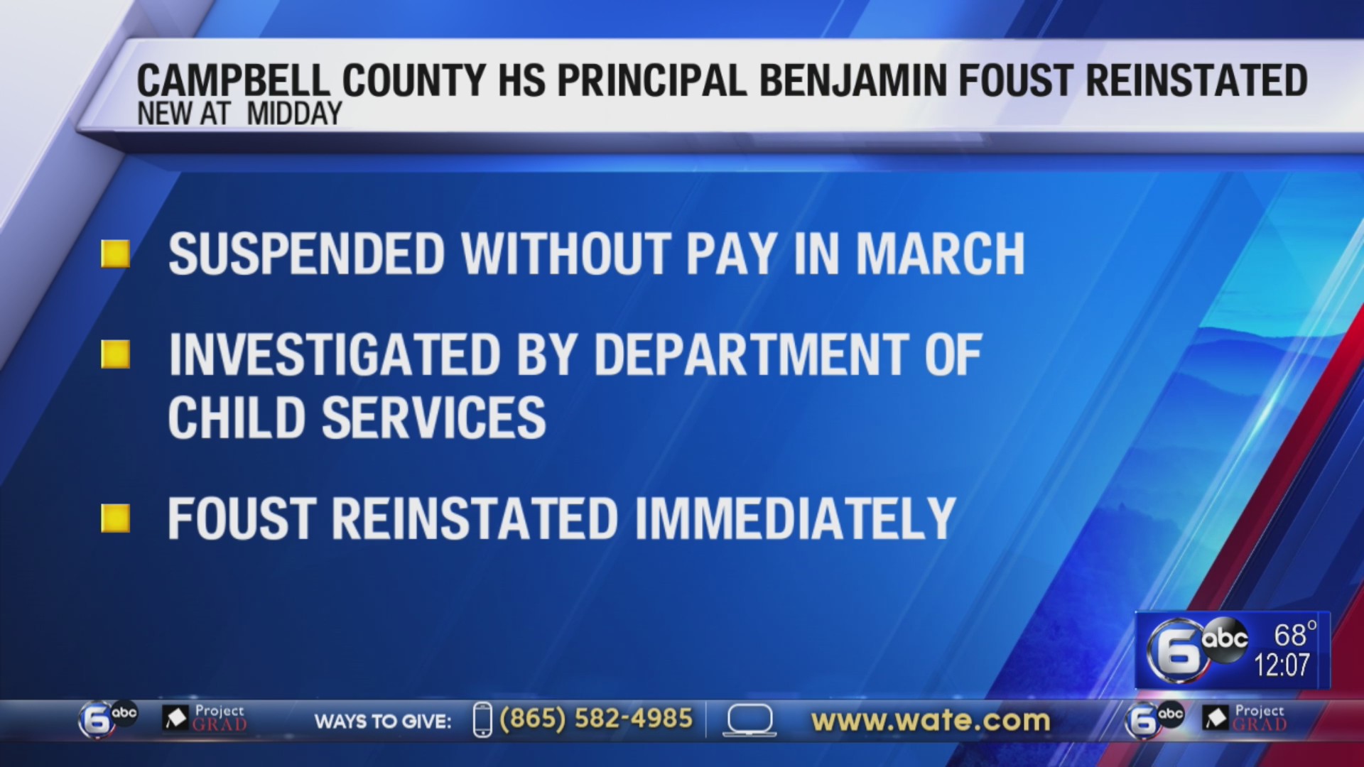 Campbell County HS principal Benjamin Foust reinstated – WATE 6 On Your ...