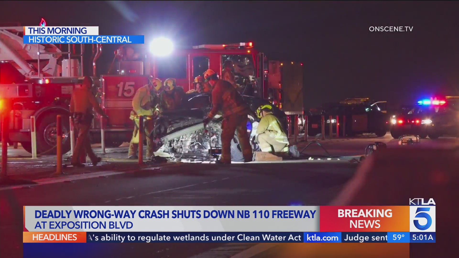 One killed in wrong-way crash on 110 Freeway – KTLA