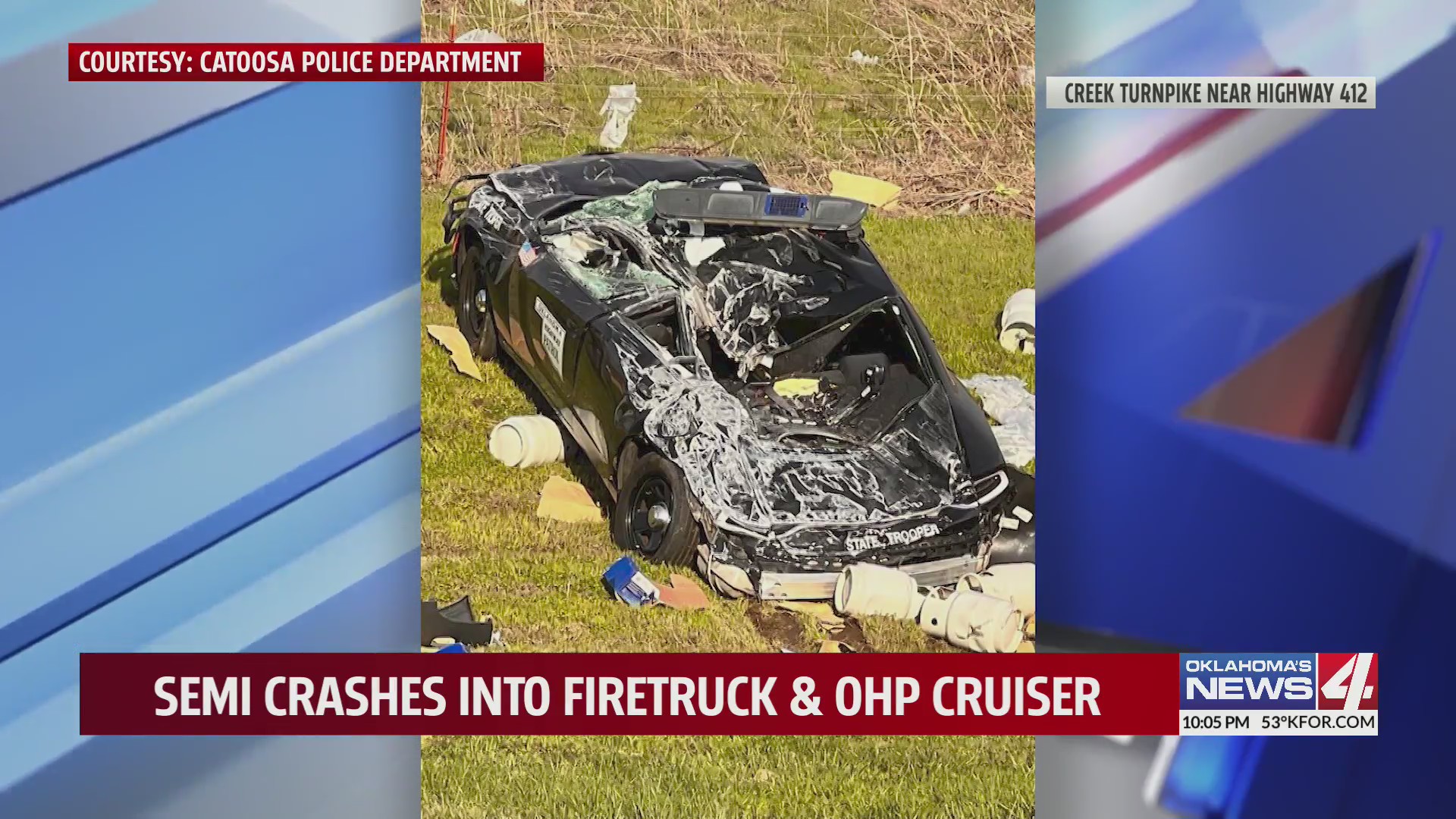 Semi crashes into fire truck and OHP cruiser – KFOR.com Oklahoma City