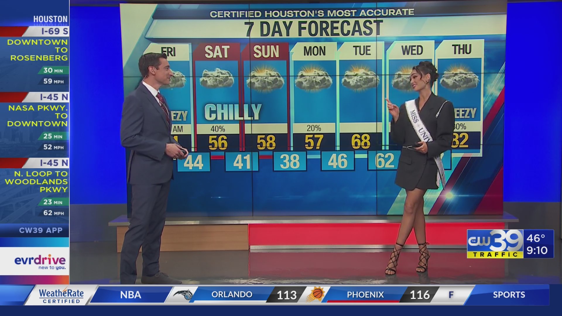 Miss Universe R’bonney Gabriel does the weather with Chief ...