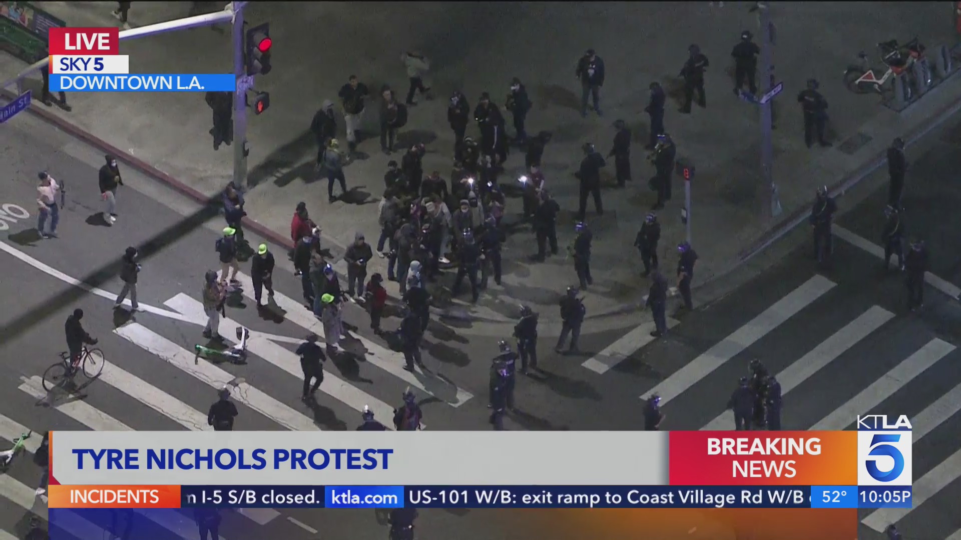 Protestors gather in downtown Los Angeles following release of Tyre ...