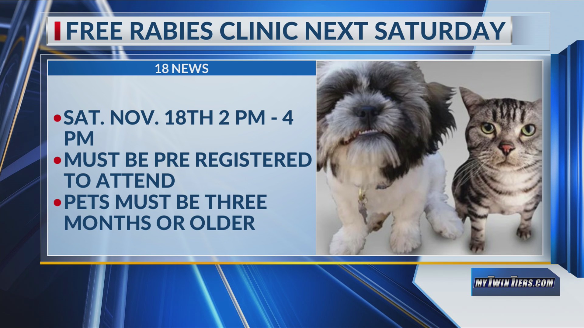 Free rabies clinic to be offered in Chemung County – WETM – MyTwinTiers.com