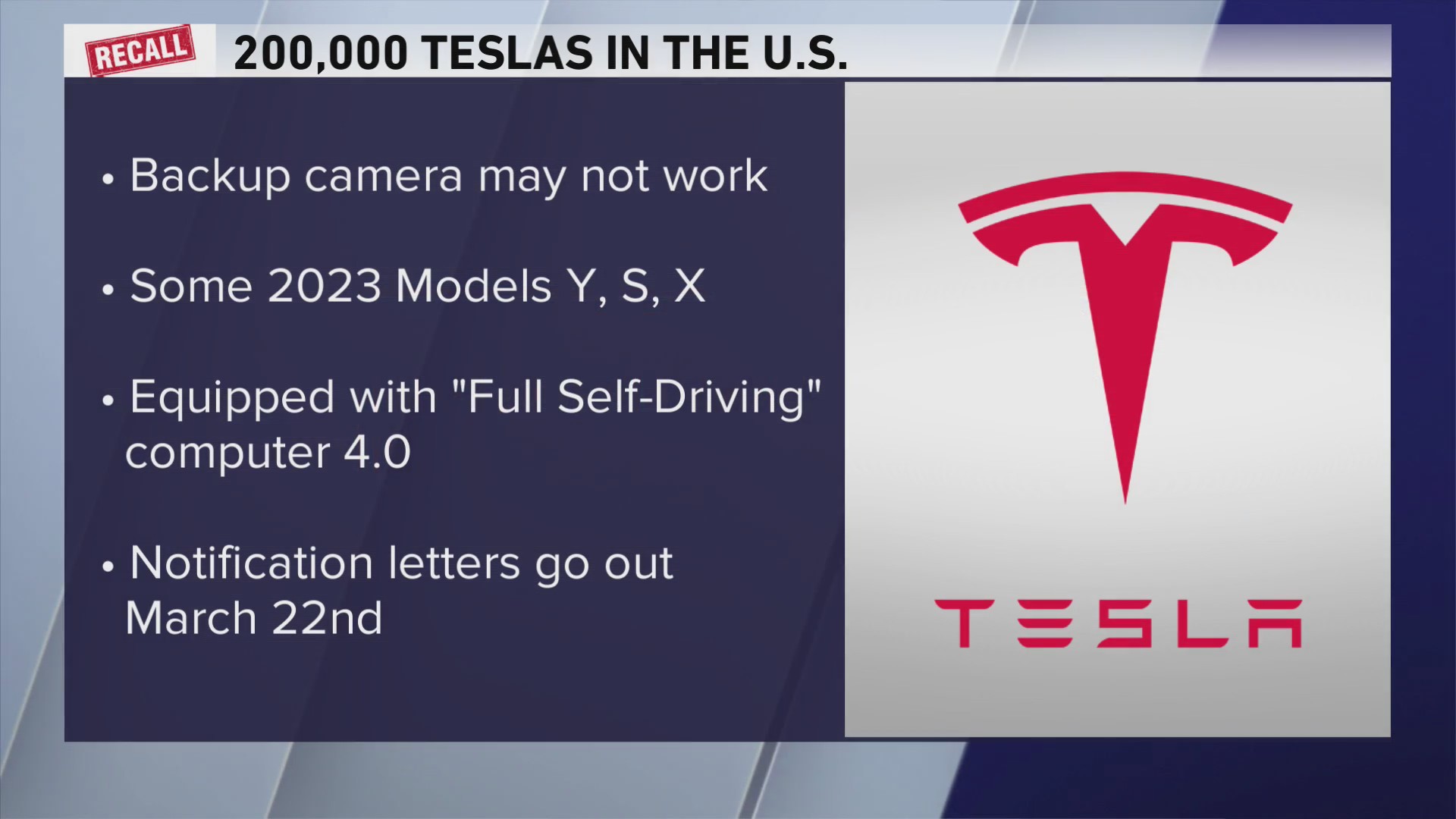 Tesla recalls nearly 200,000 vehicles over software glitch affecting ...