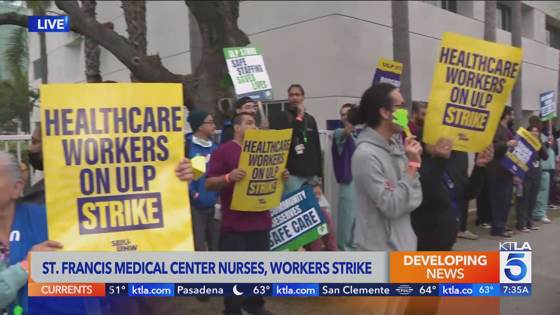 1,500 health care workers strike against St. Francis Medical Center – KTLA