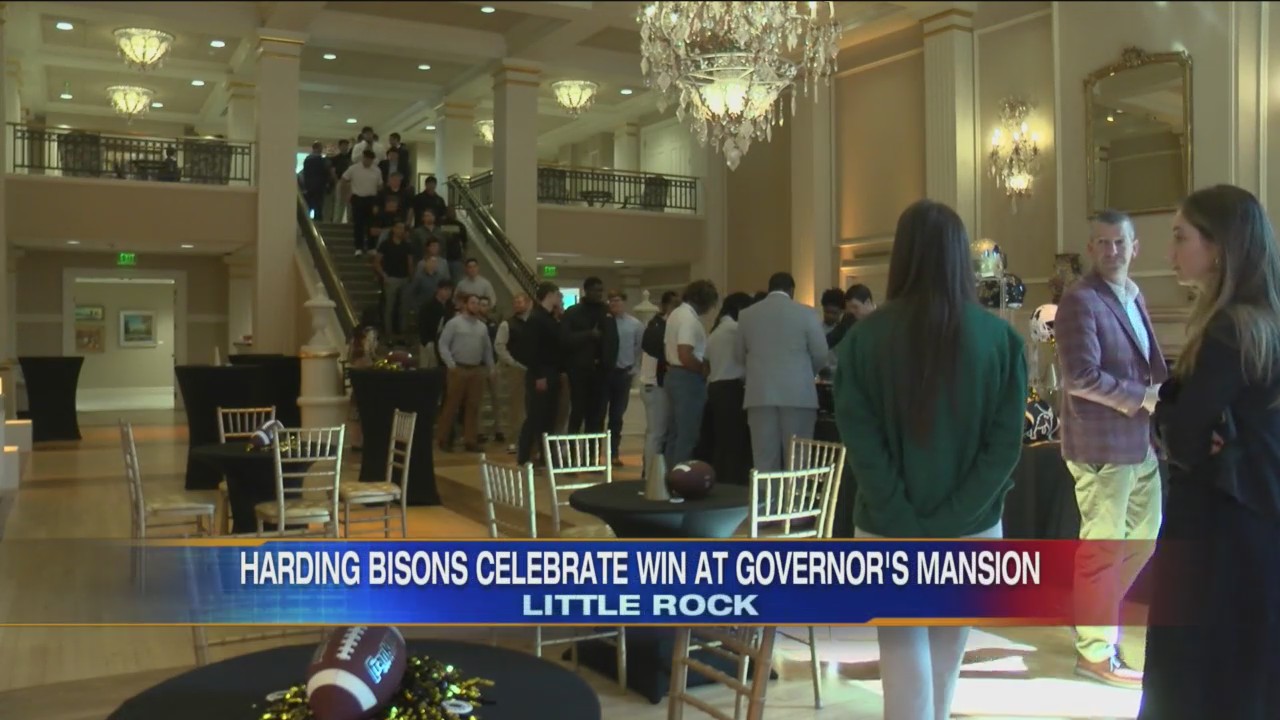 Governor hosts Harding University Bisons after Division II title win ...