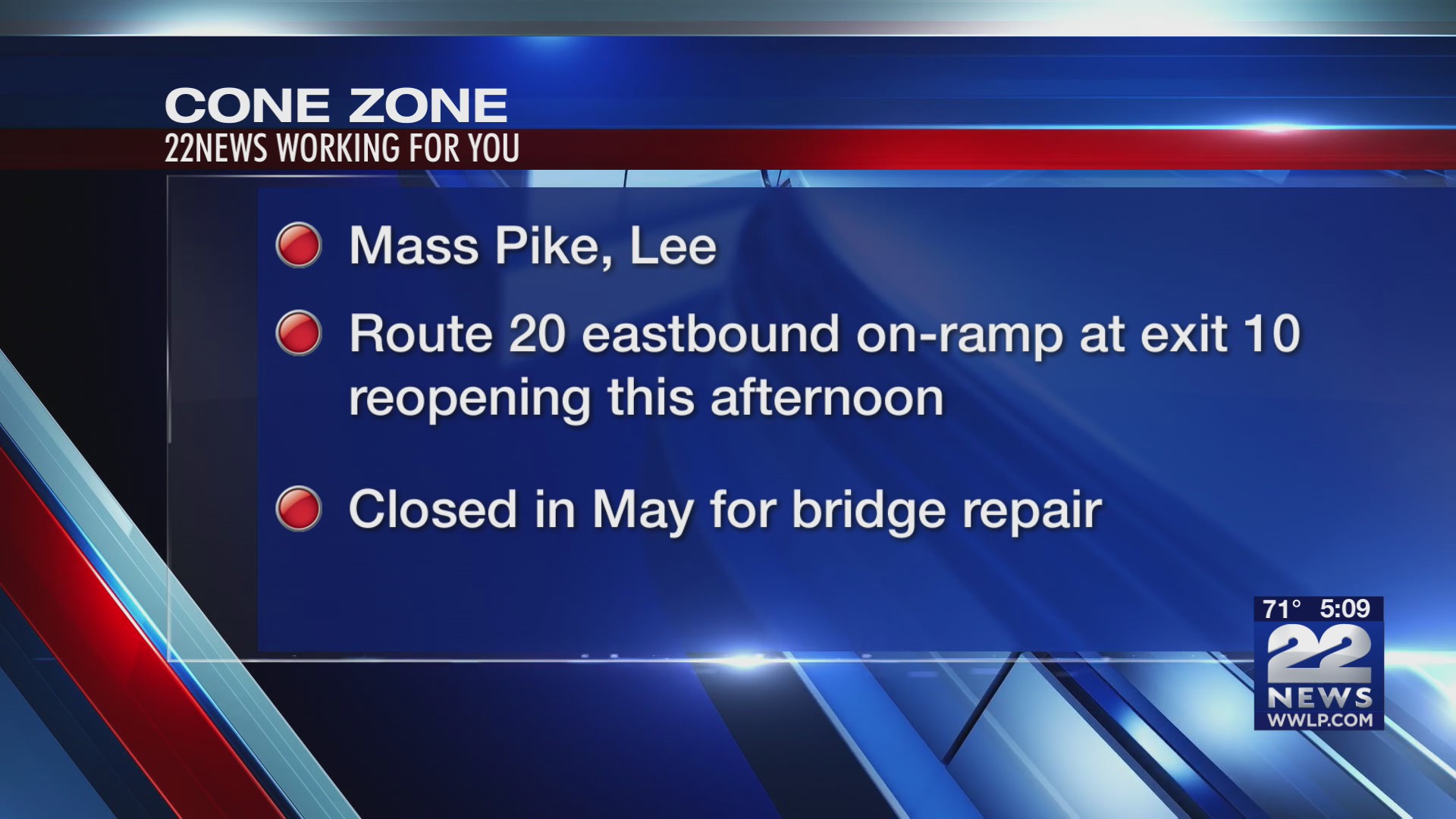 Mass. Pike on-ramp in Lee to reopen after bridge repairs – WWLP