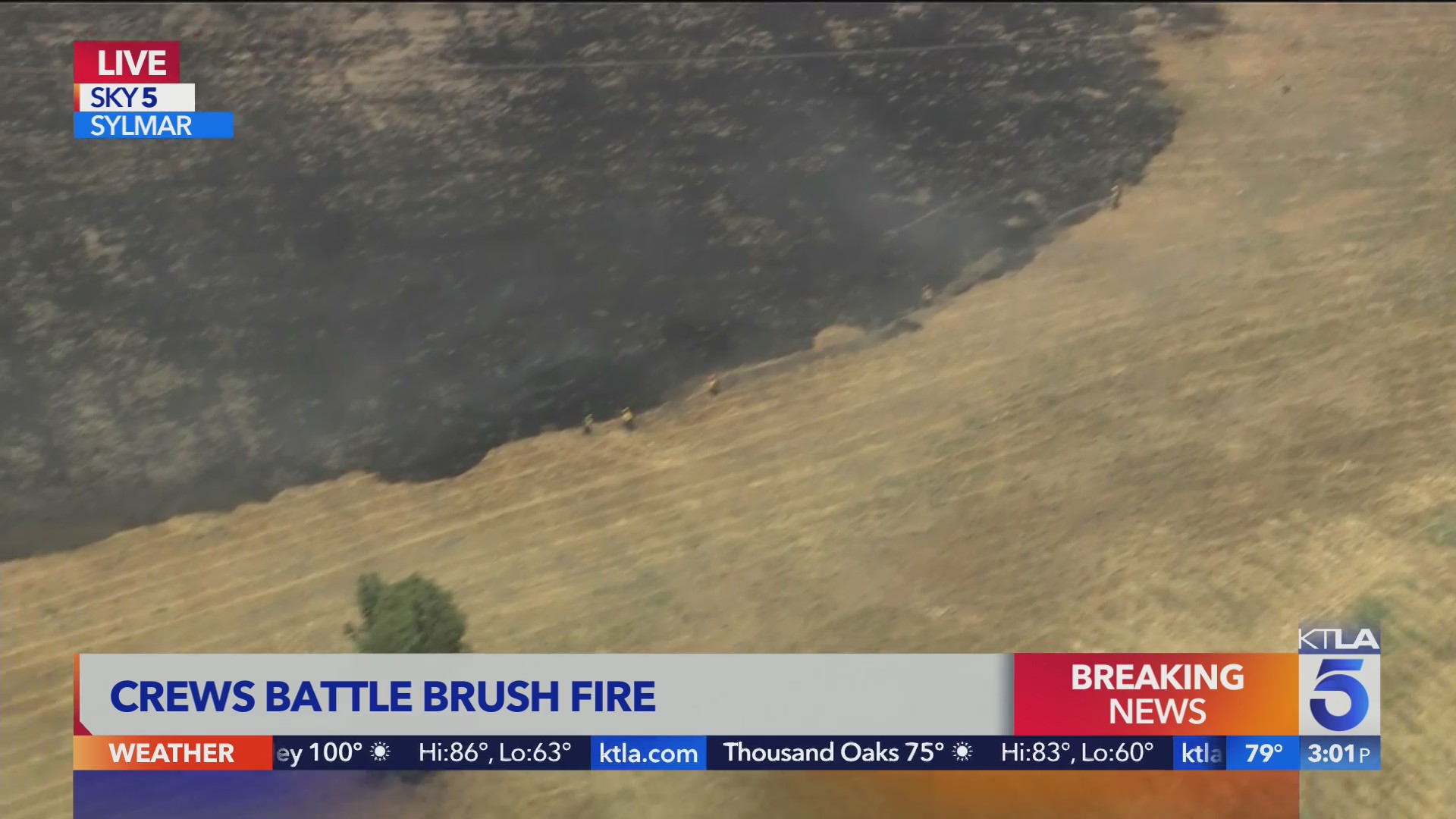Brush fire burns in Sylmar – KTLA