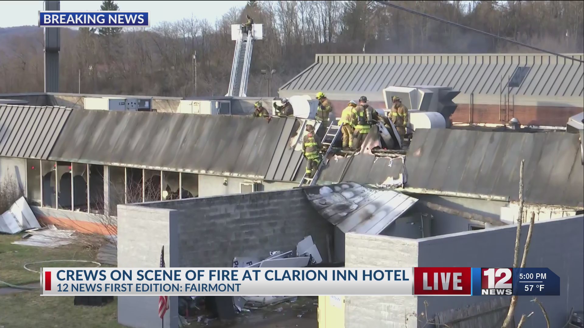 Crews on scene of fire at Clarion Inn Hotel – WBOY.com