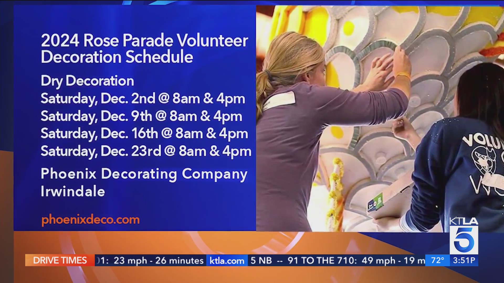 Rose Parade Float Preparation #4 – Phoenix Decorating Float Testing – KTLA
