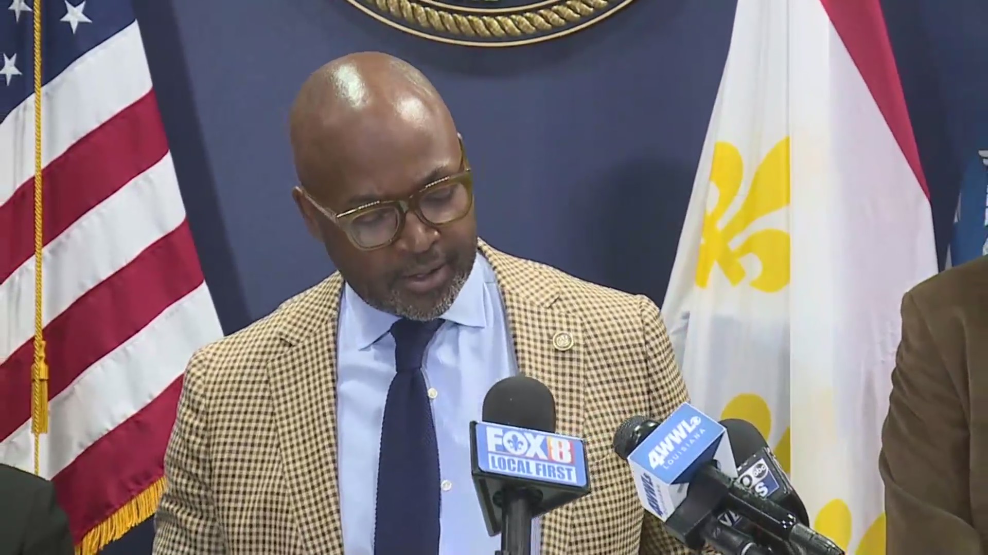 Orleans Parish District Attorney Jason Williams announces another indictment in case of three ...