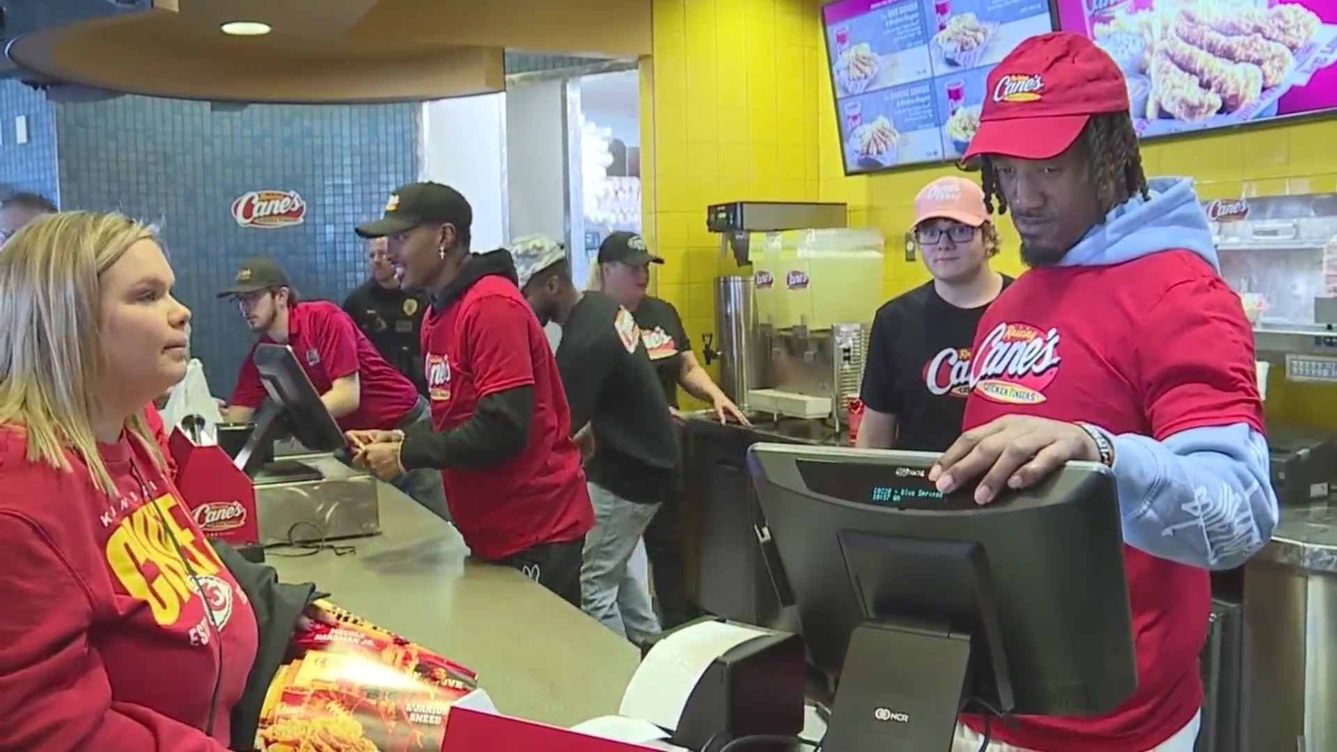 Chiefs players work at Raising Cane’s after Super Bowl win – FOX 4 ...