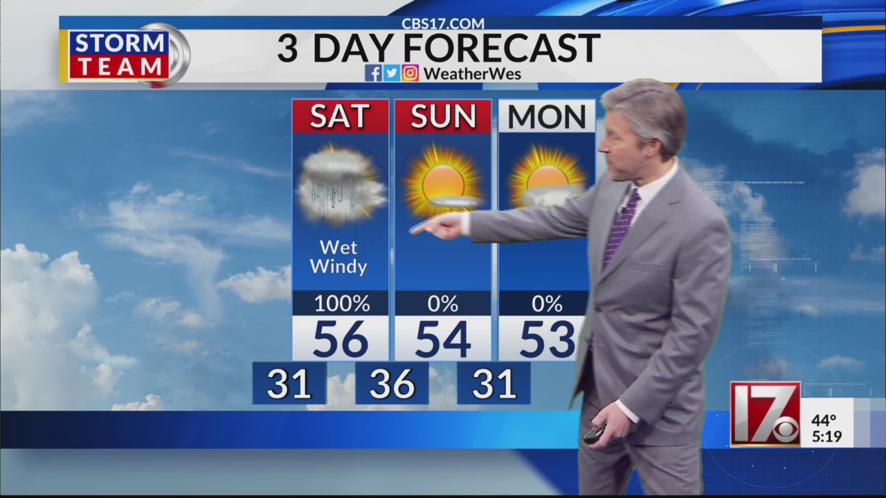 Wes’ 5 pm weather forecast – CBS17.com