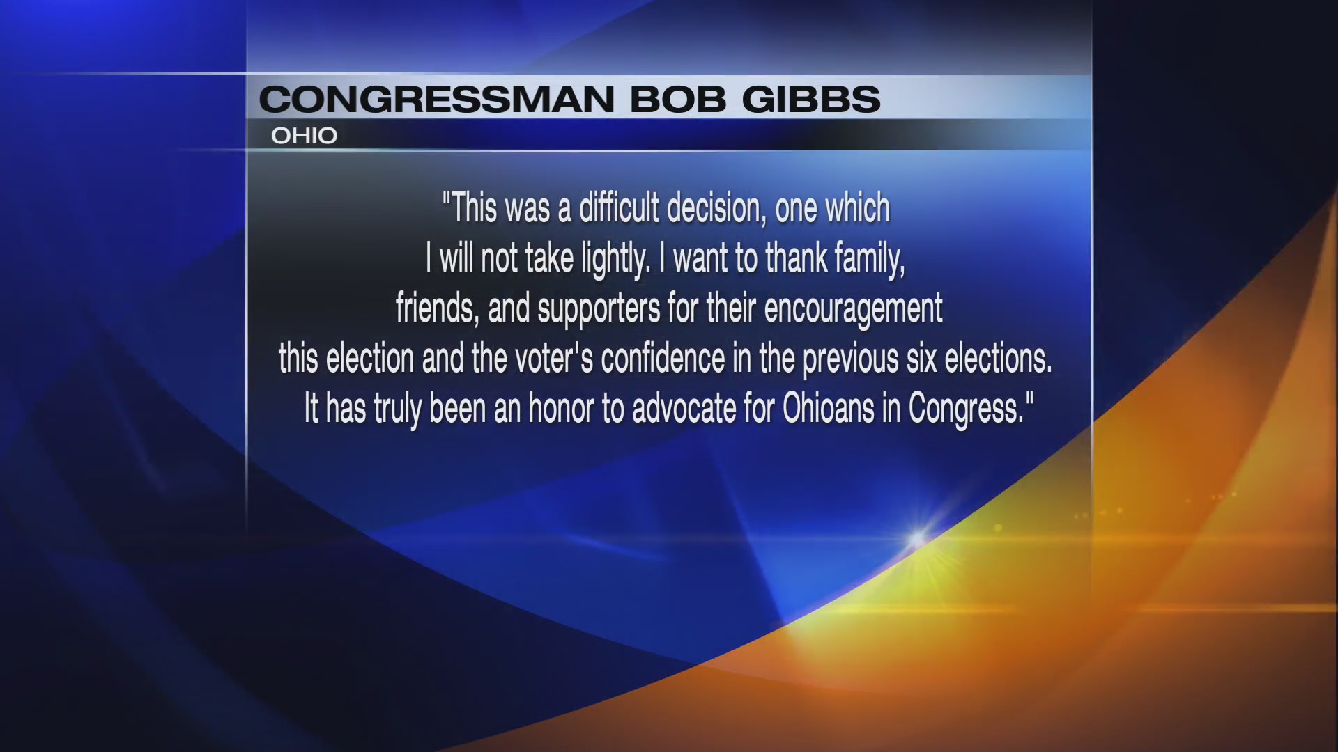 Ohio Congressman Bob Gibbs is officially stepping down at the end of ...