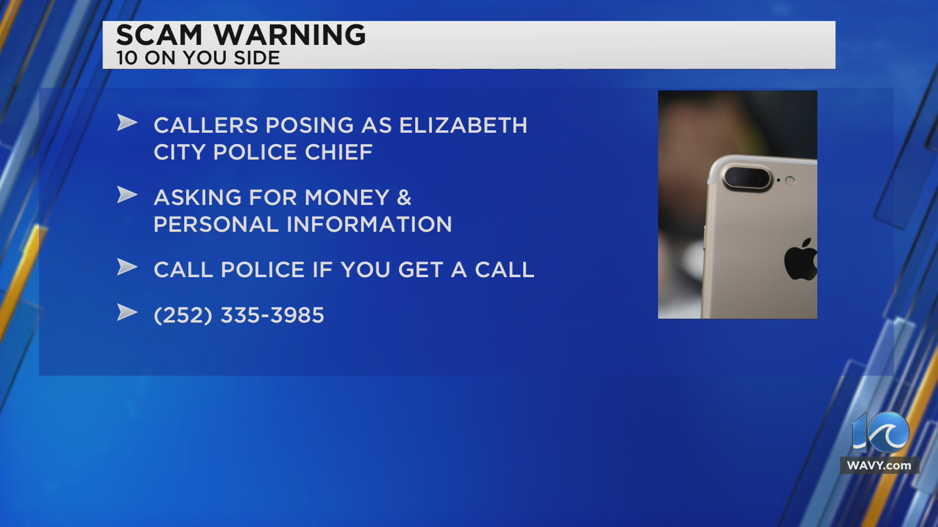 Scam involving police department in Elizabeth City – WAVY.com