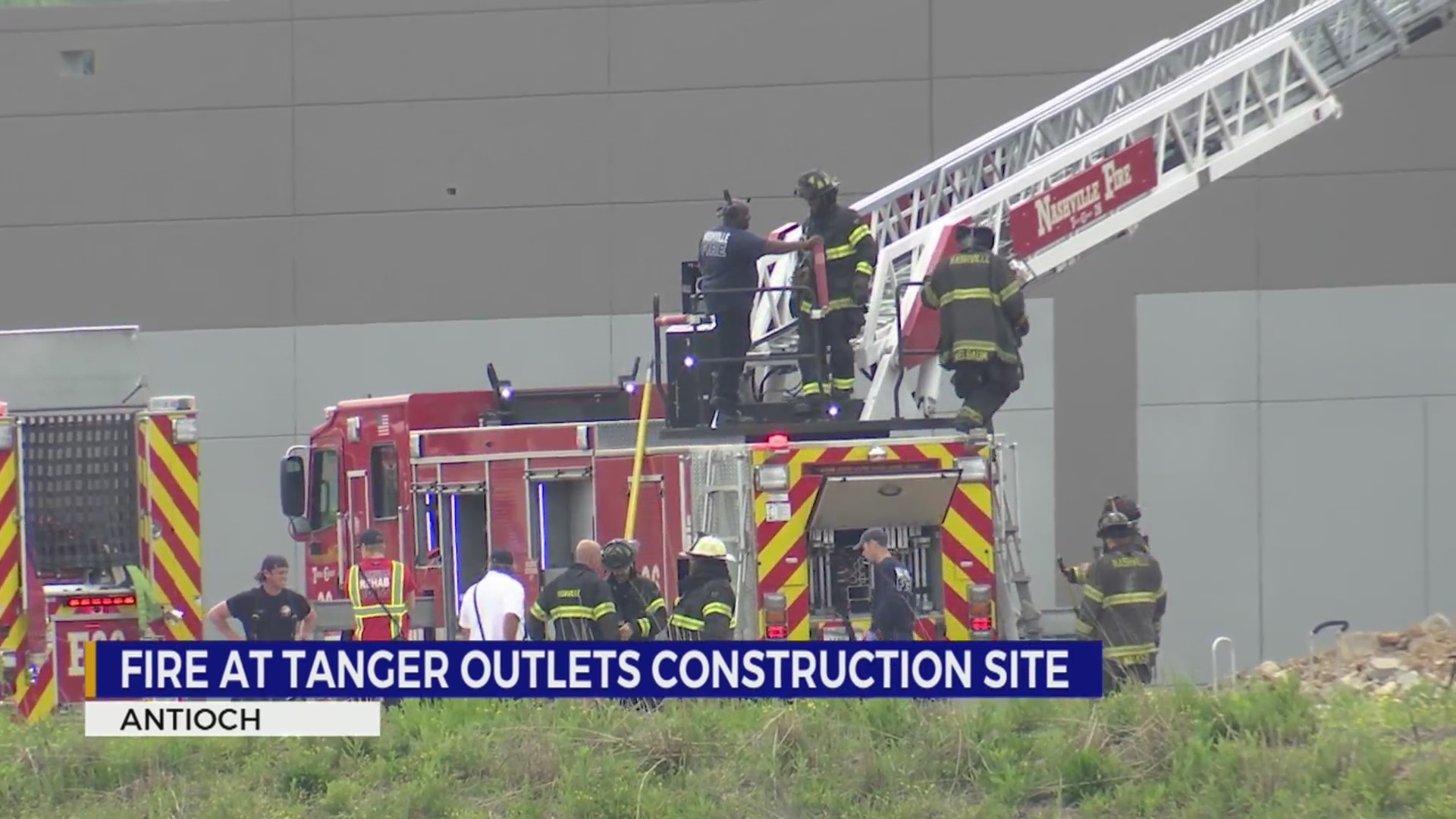 Crews work to extinguish fire at Tanger Outlets construction site ...