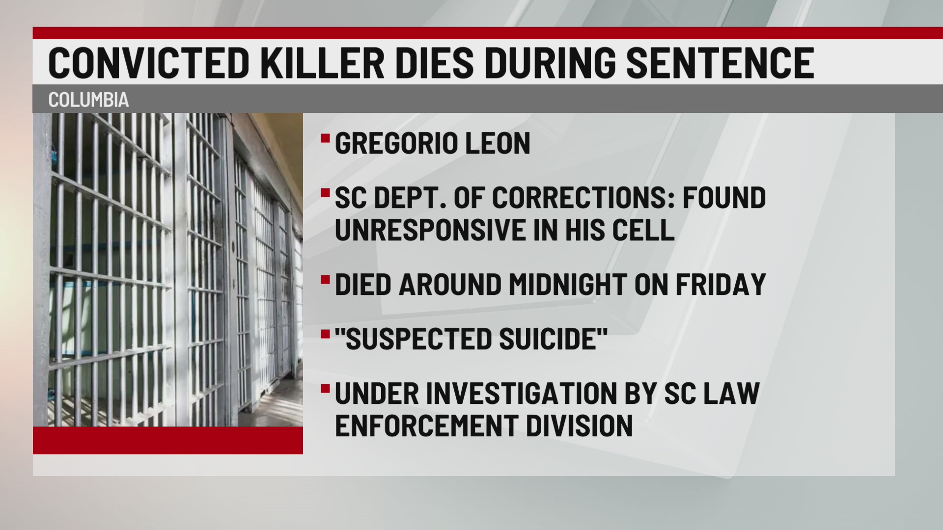 SC convicted killer dies – WSPA 7NEWS