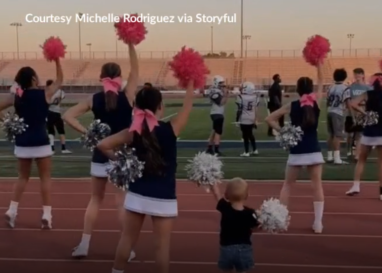 Adorable two-year-old boy shows off cheerleading skills with sister’s ...