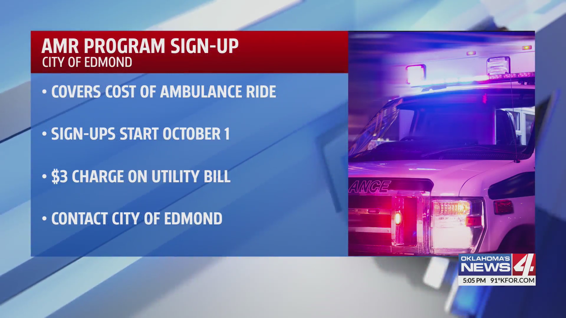 City of Edmond moving to new ambulance service – KFOR.com Oklahoma City