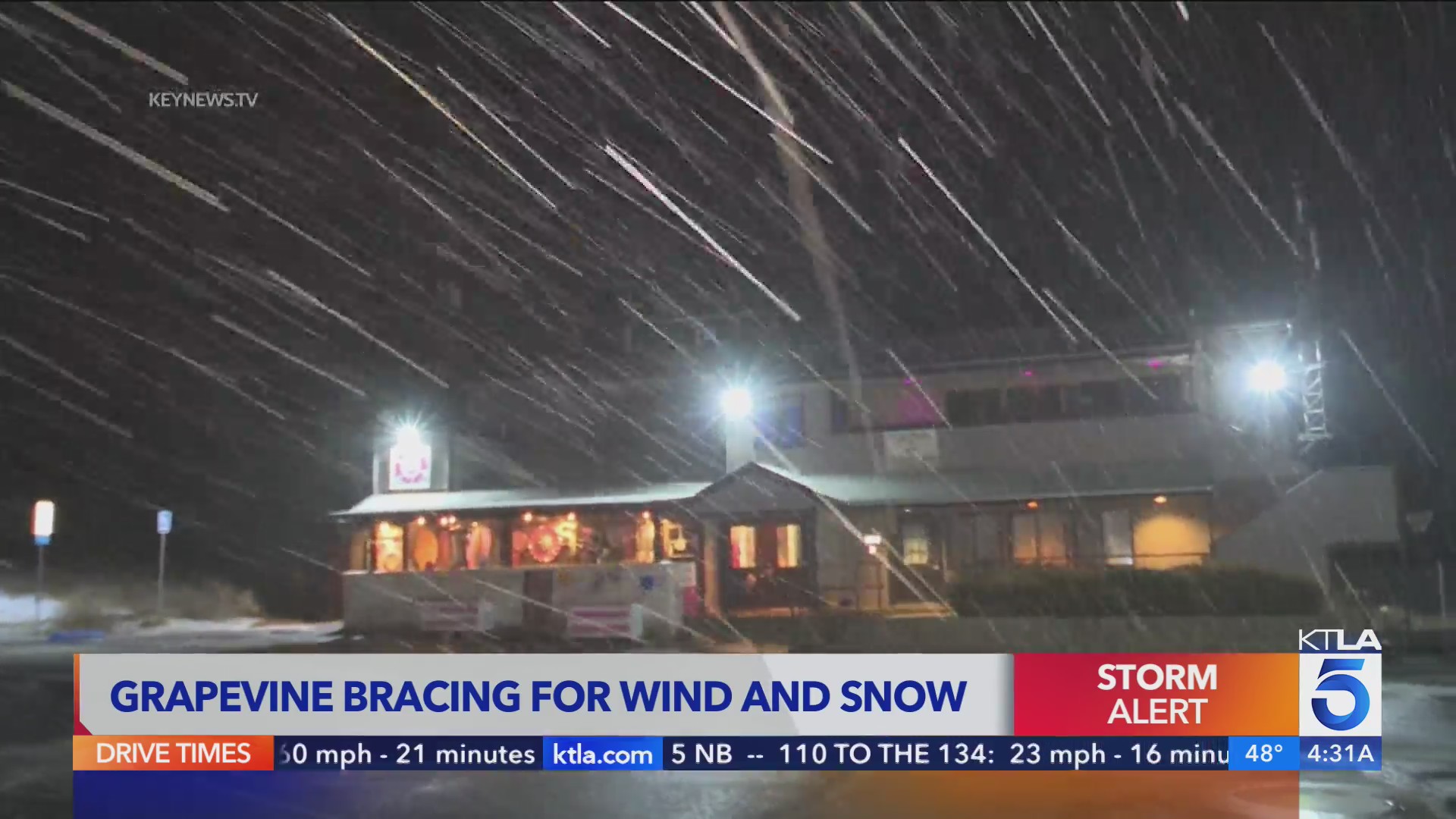 Grapevine hit with wind, snow, poor visibility – KTLA