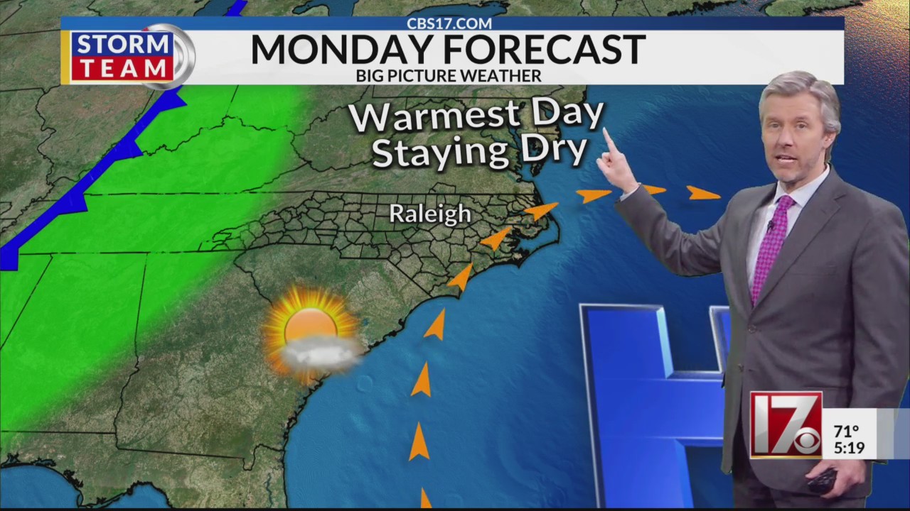 Rainy weather early next week, then sunshine and warmer temps – CBS17.com