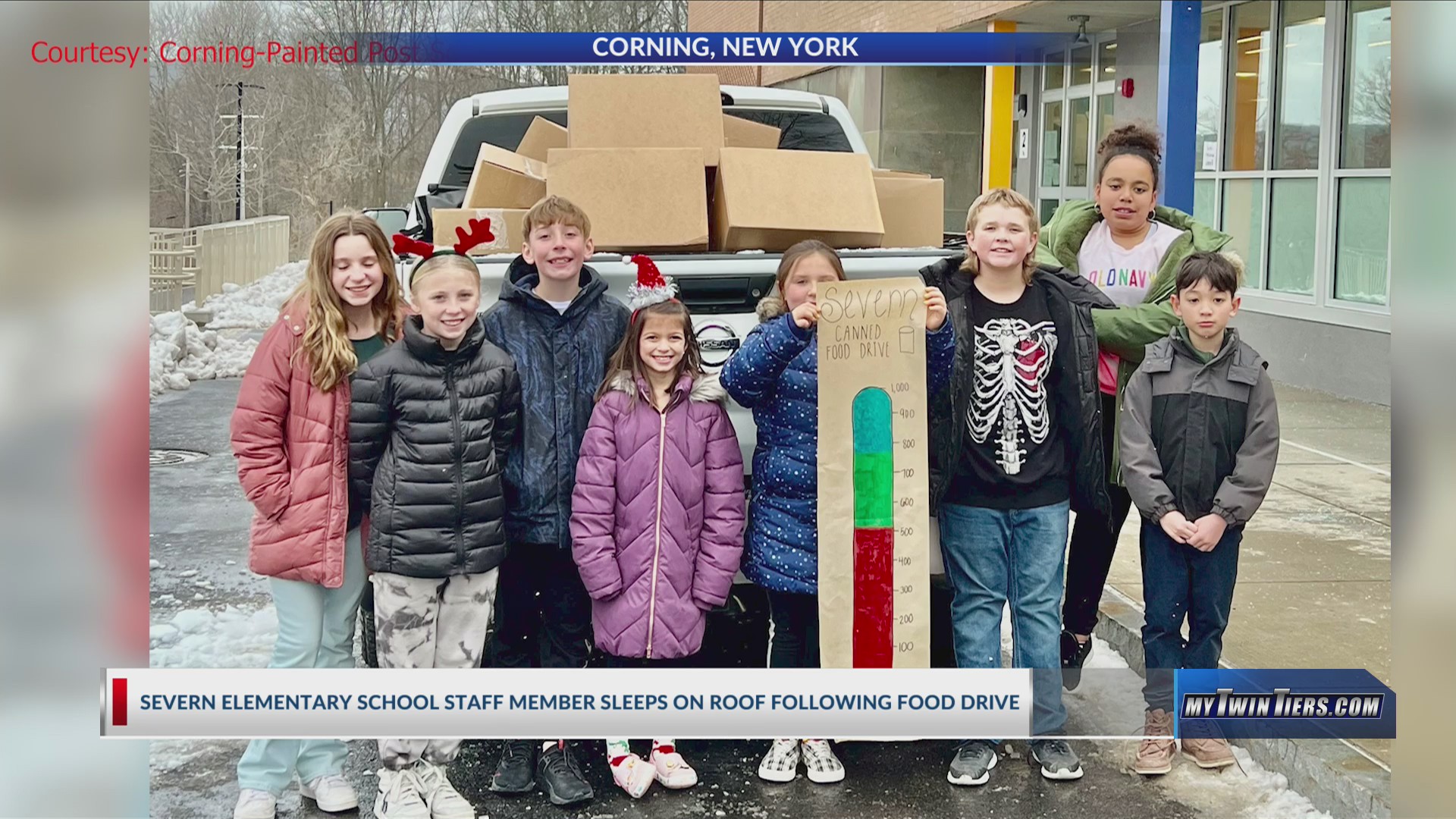 Severn Elementary School Food Drive (Staff member sleeps on roof) – WETM – MyTwinTiers.com