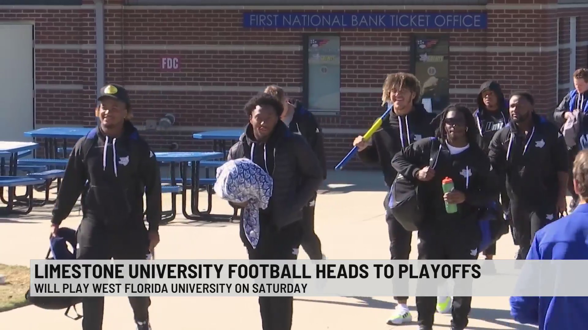 Limestone University football players head to first playoff game in ...