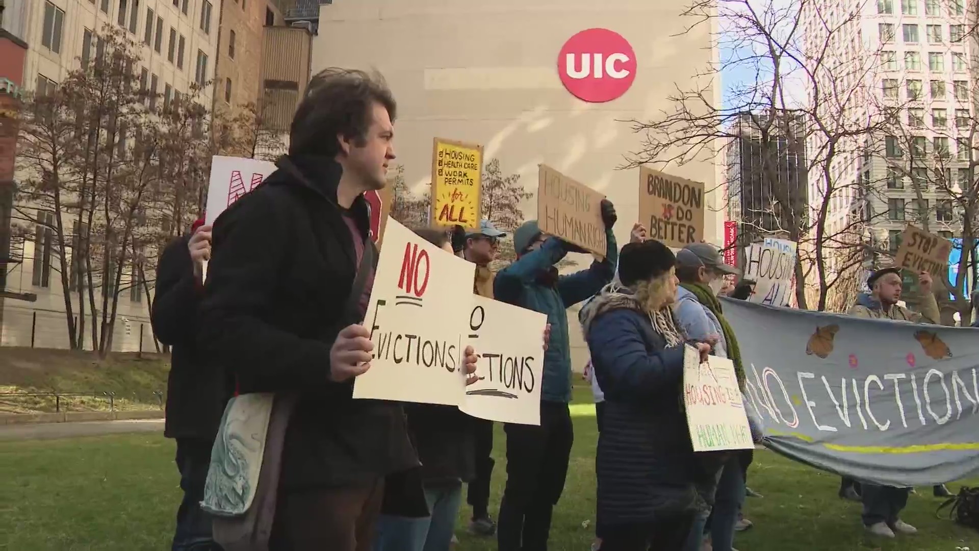 Activists rally to demand stop to evictions as 60-day limit for asylum seekers living in city ...