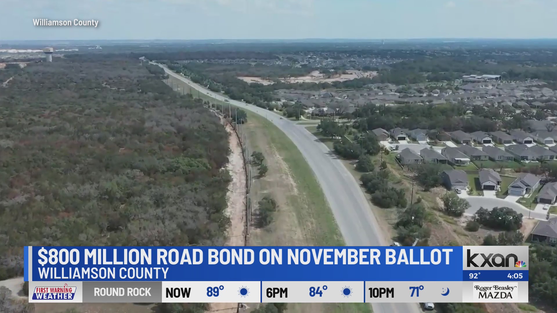 $800 million Williamson County road bond on November ballot – KXAN Austin