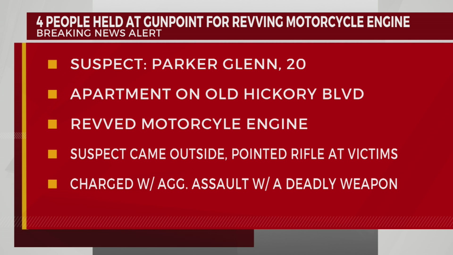 4 people held at gunpoint for revving motorcycle engine – WKRN News 2
