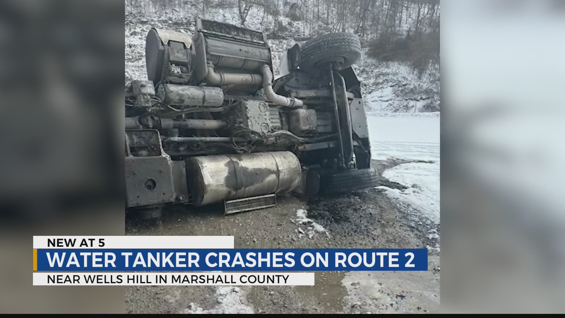 Water Tanker Truck rolls over on West Virginia State Route 2 – WTRF