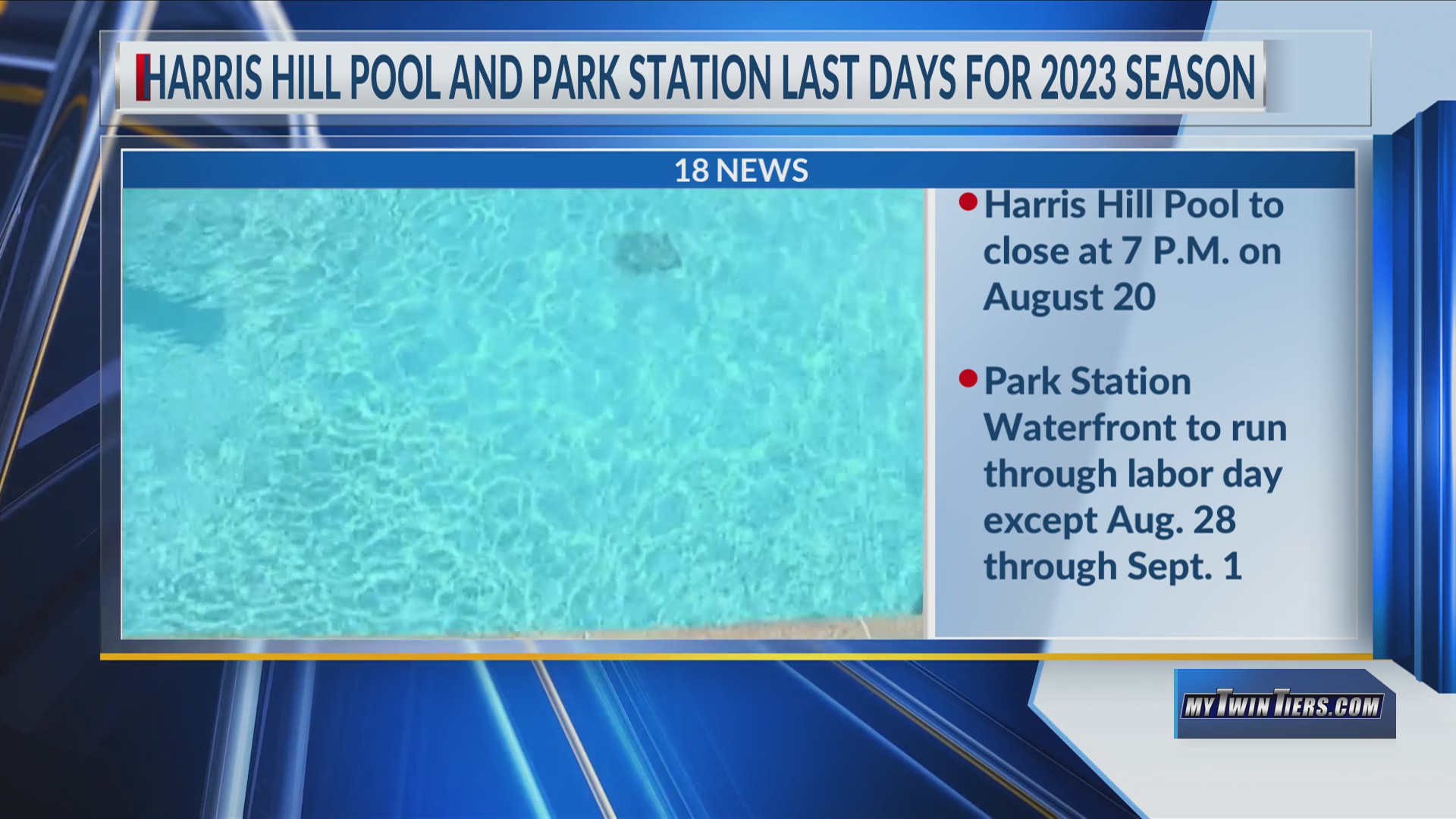 Harris Hill Pool and Park Station last days for 2023 season announced ...