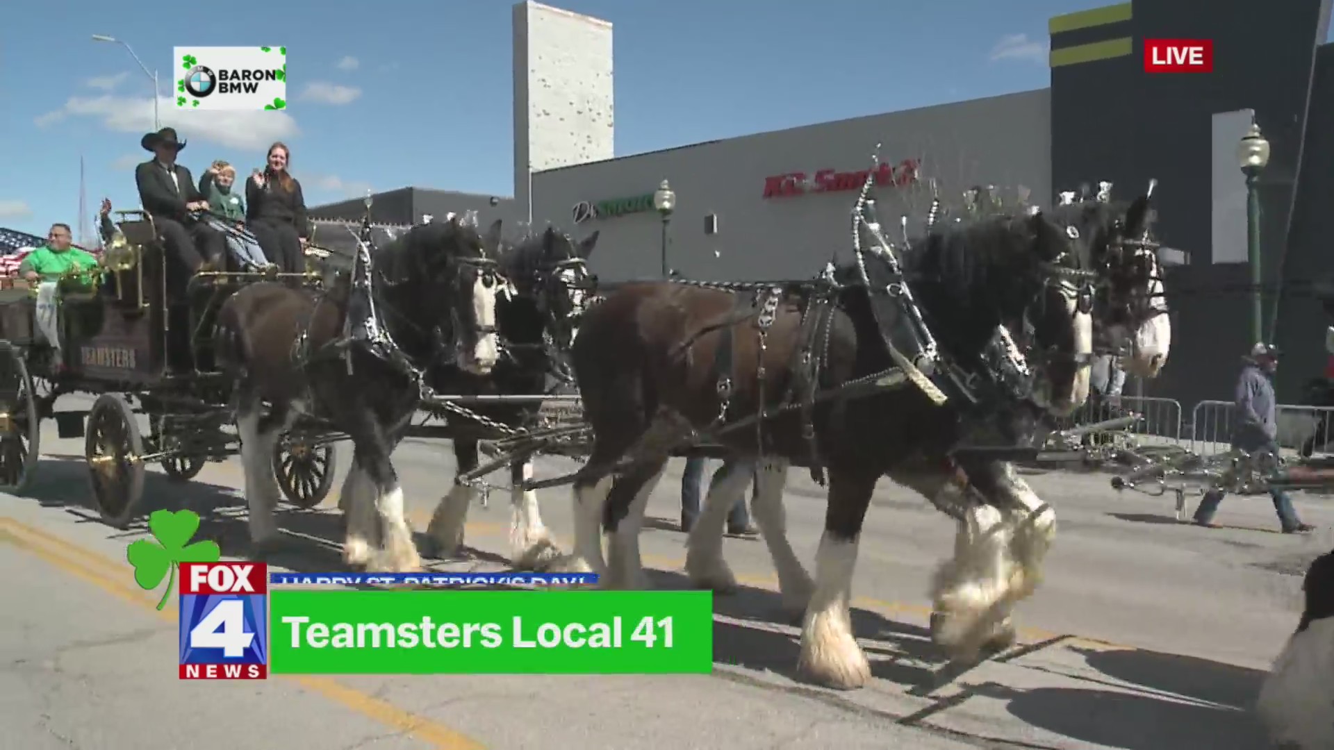 Teamsters Local 41 and their Clydesdales in St. Patrick’s Day parade – FOX 4 Kansas City WDAF-TV ...