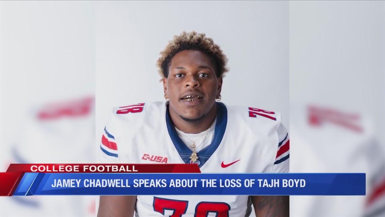 Liberty Flames head football coach Jamey Chadwell speaks about Tajh ...
