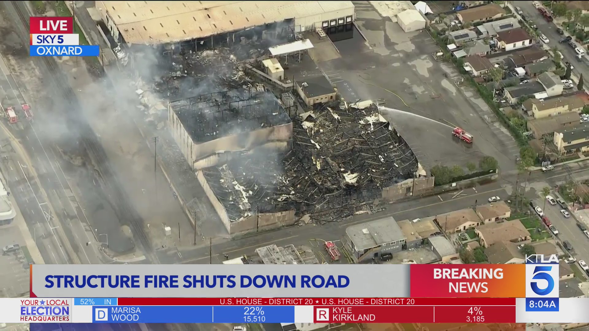 Massive fire closes roads, stops train service in Oxnard – KTLA