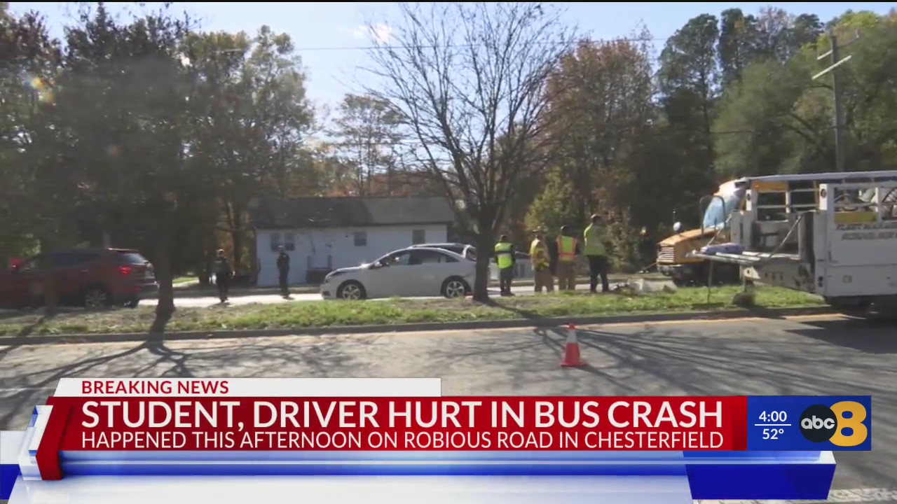 1 student, 1 driver injured in Chesterfield school bus crash on Robious ...